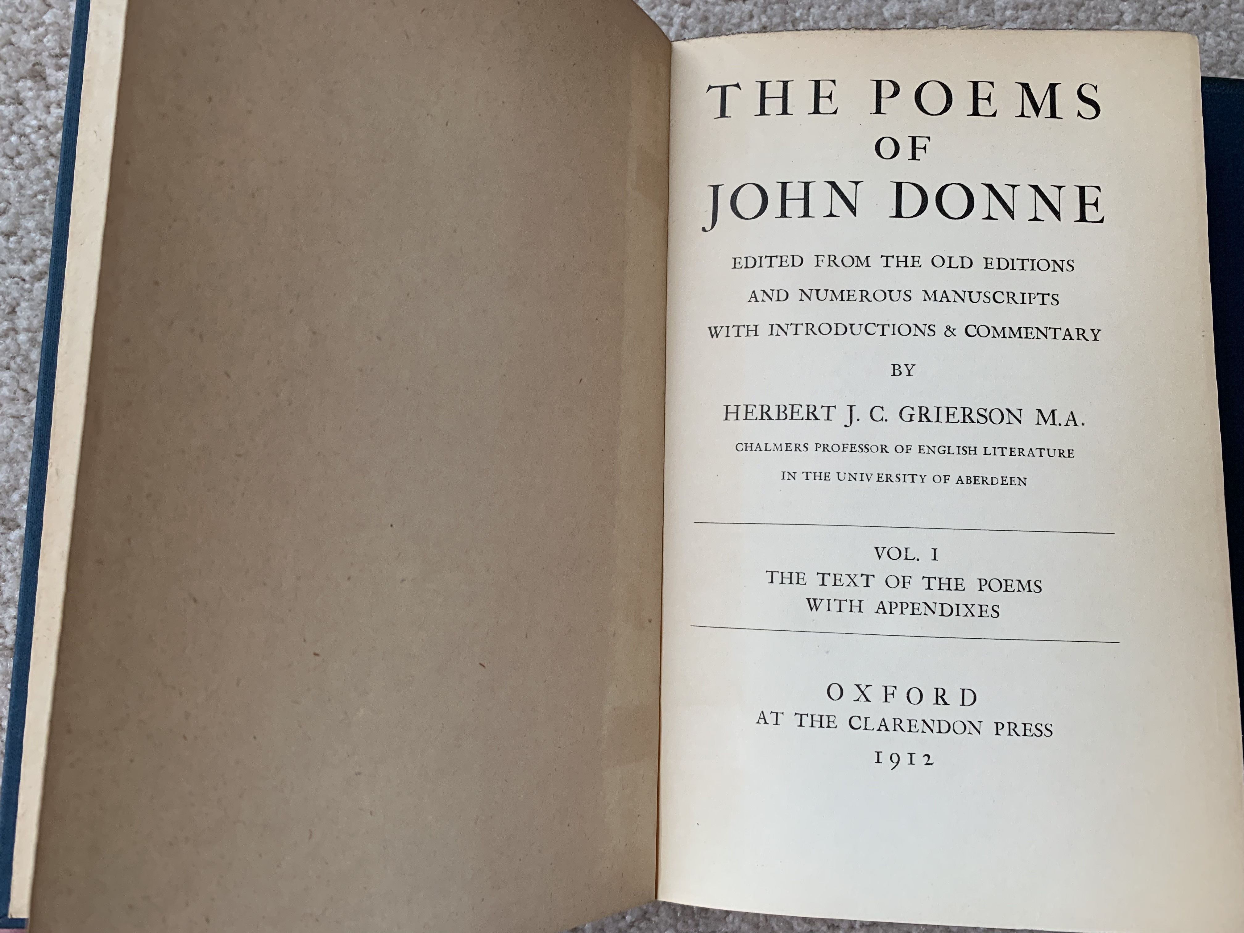 The Poems of John Donne (Two Volumes) by Donne, John | Blue cloth ...