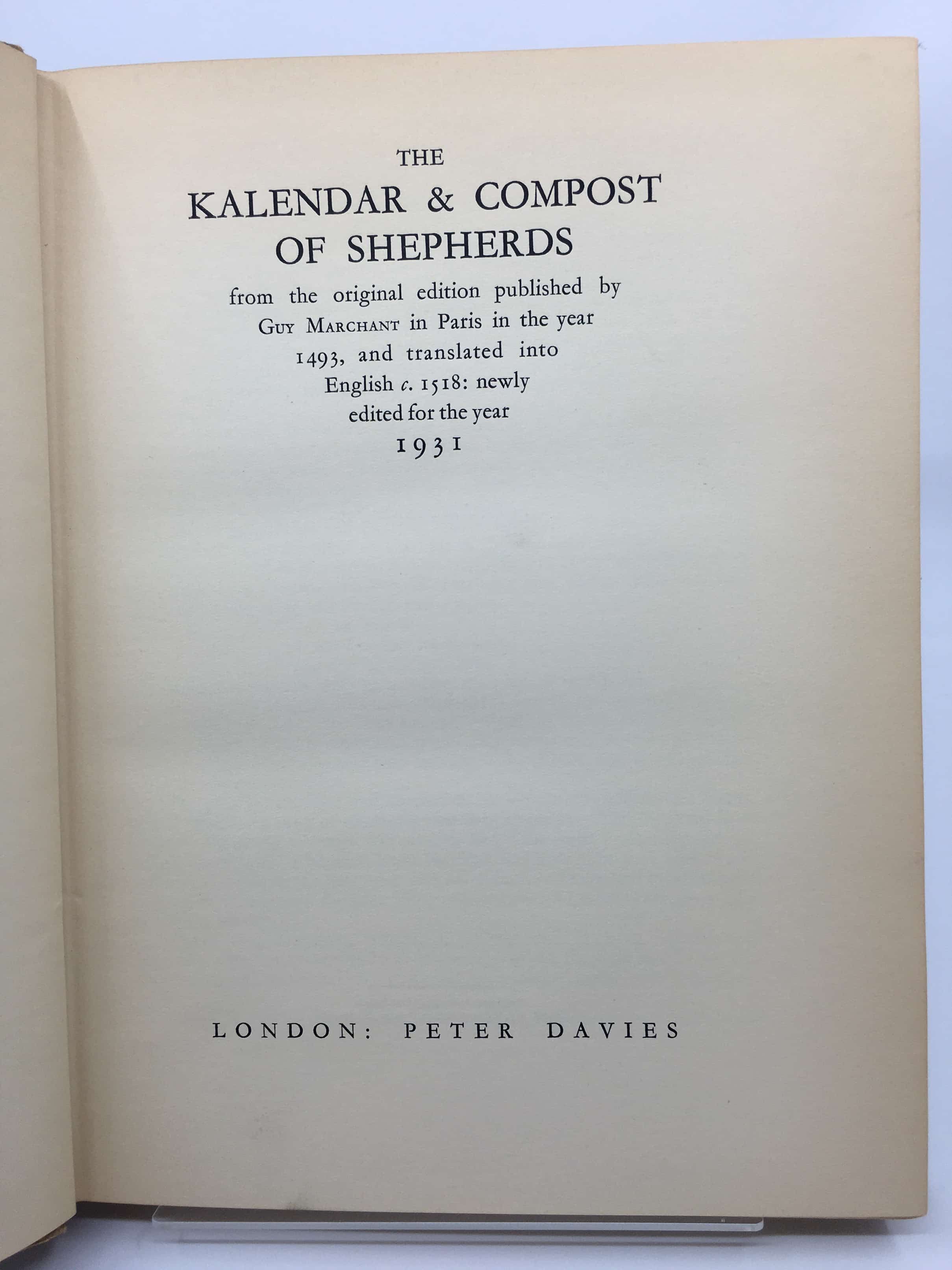 The Kalendar & Compost of Shepherds from the original edition published ...