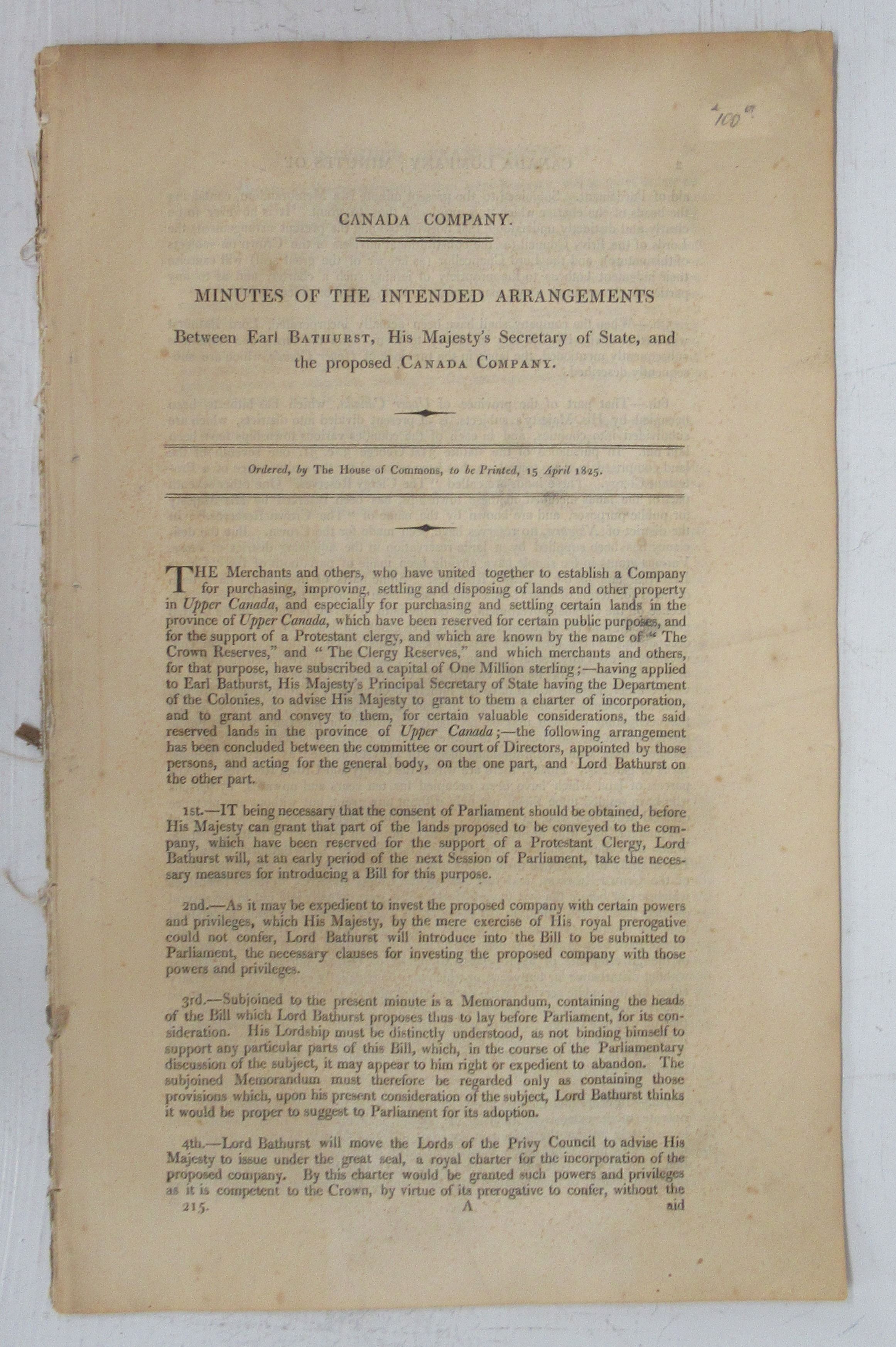 Canada Company parliamentary documents by The House of Commons ...