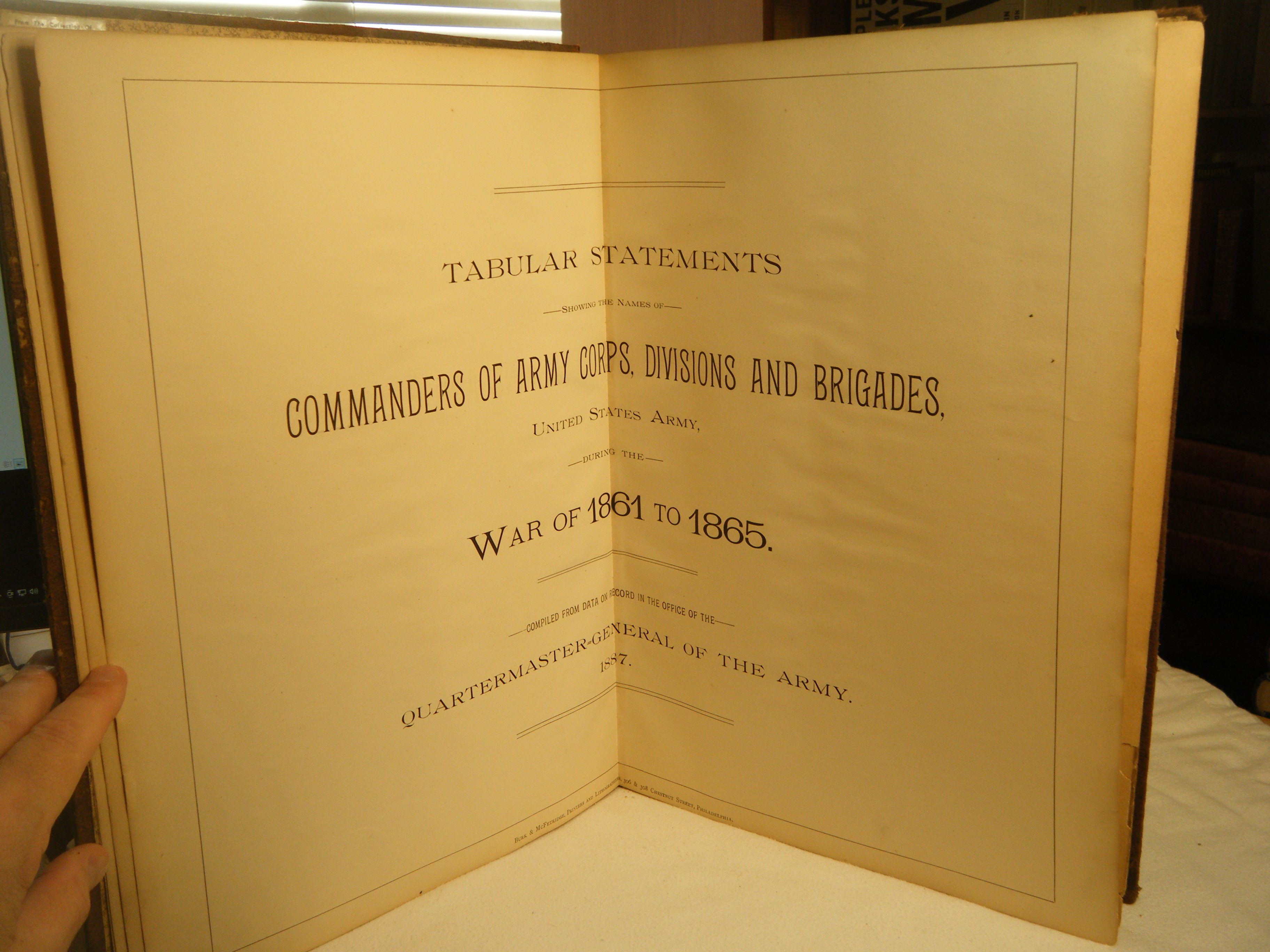 Tabular Statements Showing the Names of Commanders of Army Corps ...