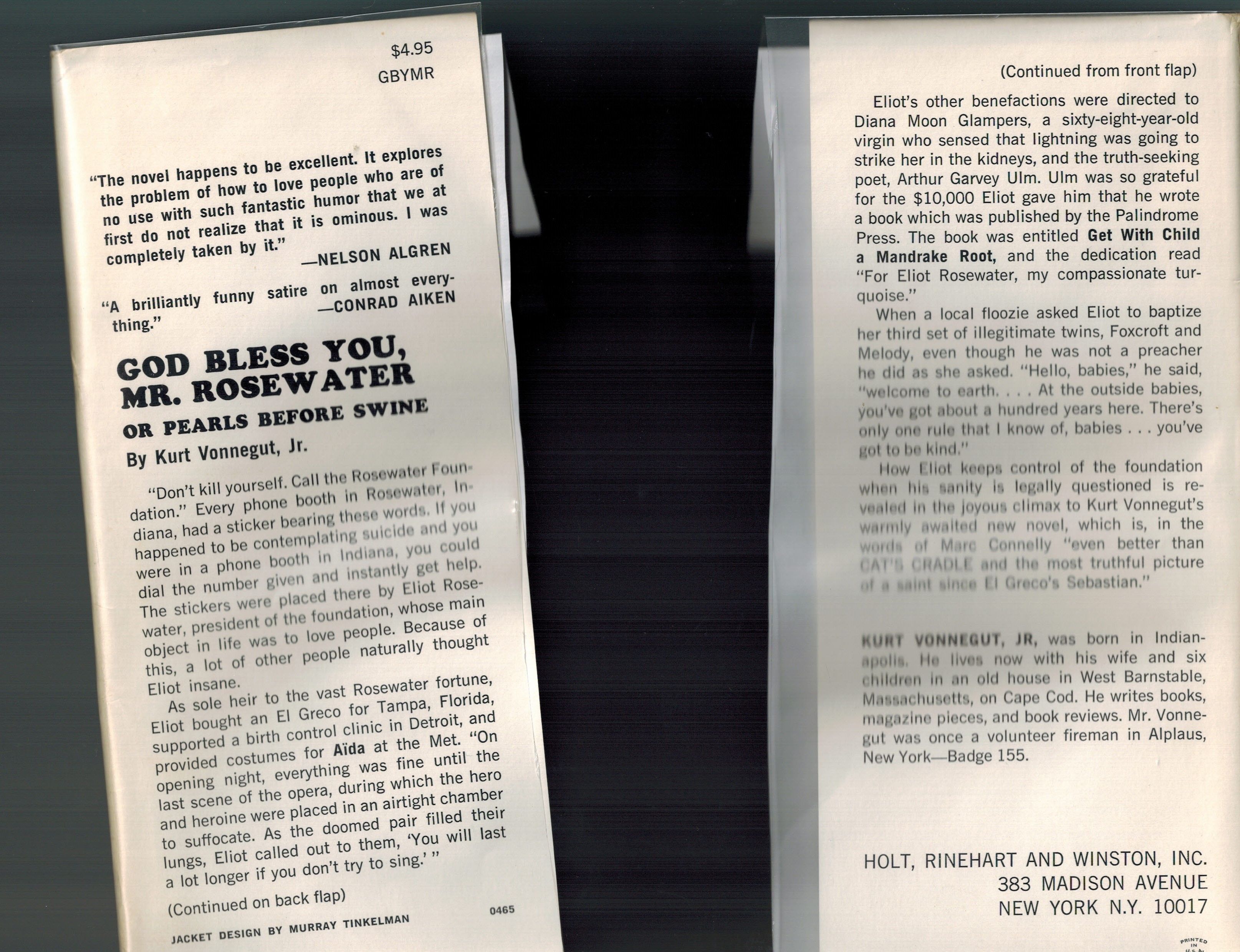 God Bless You, Mr. Rosewater, or Pearls Before Swine by Vonnegut, Jr ...