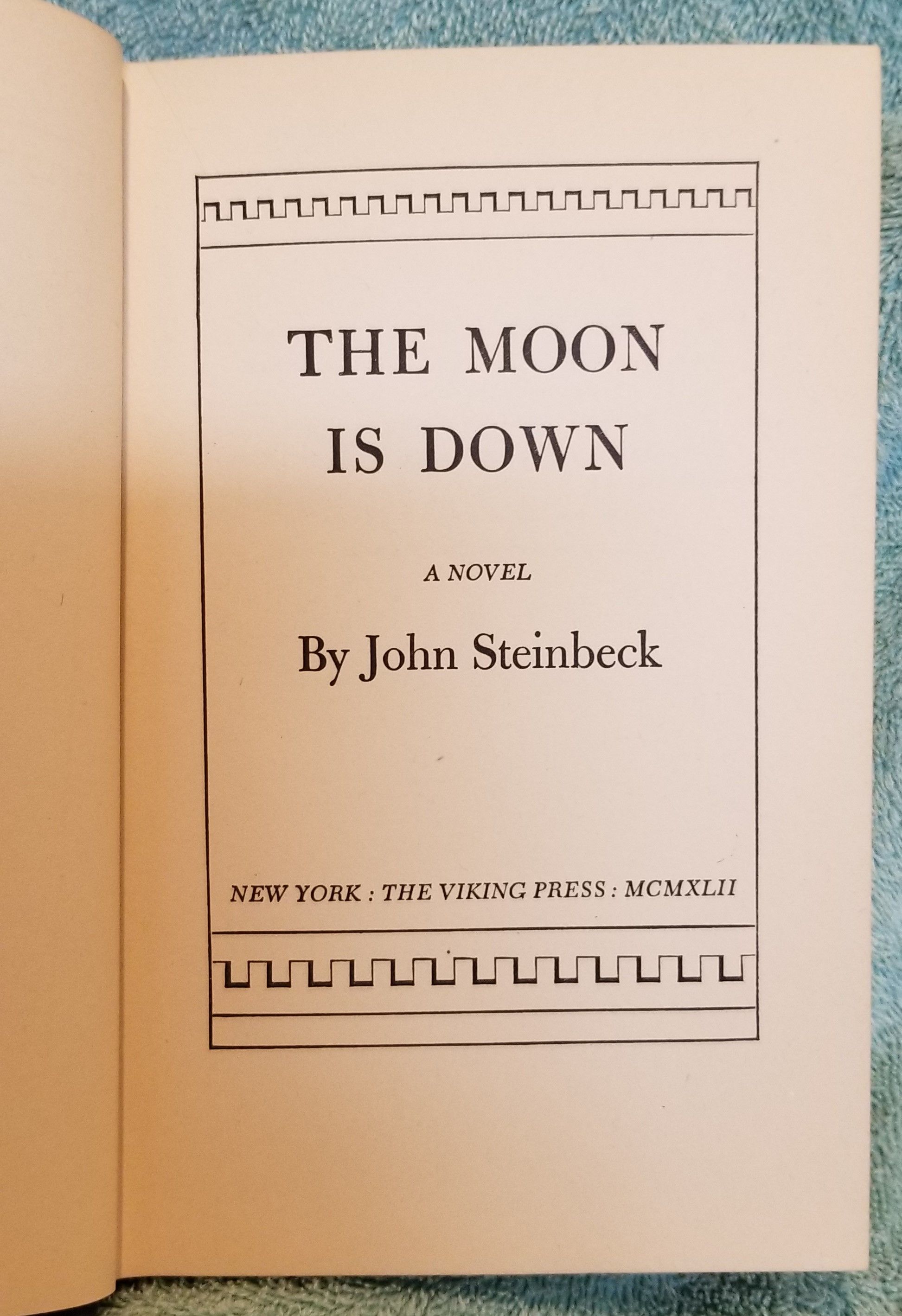 The Moon is Down by John Steinbeck | blue with silver imprint of design ...
