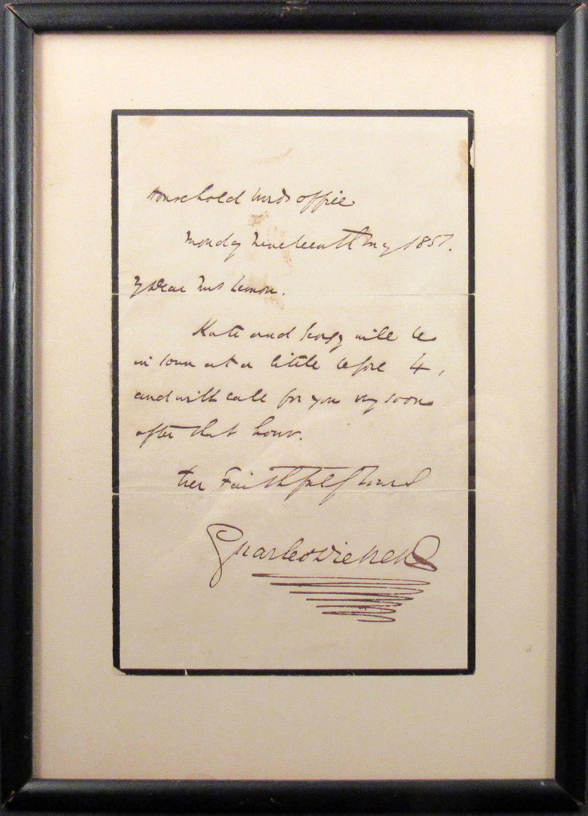AUTOGRAPH LETTER, in the Hand of Charles Dickens, SIGNED boldly by the ...