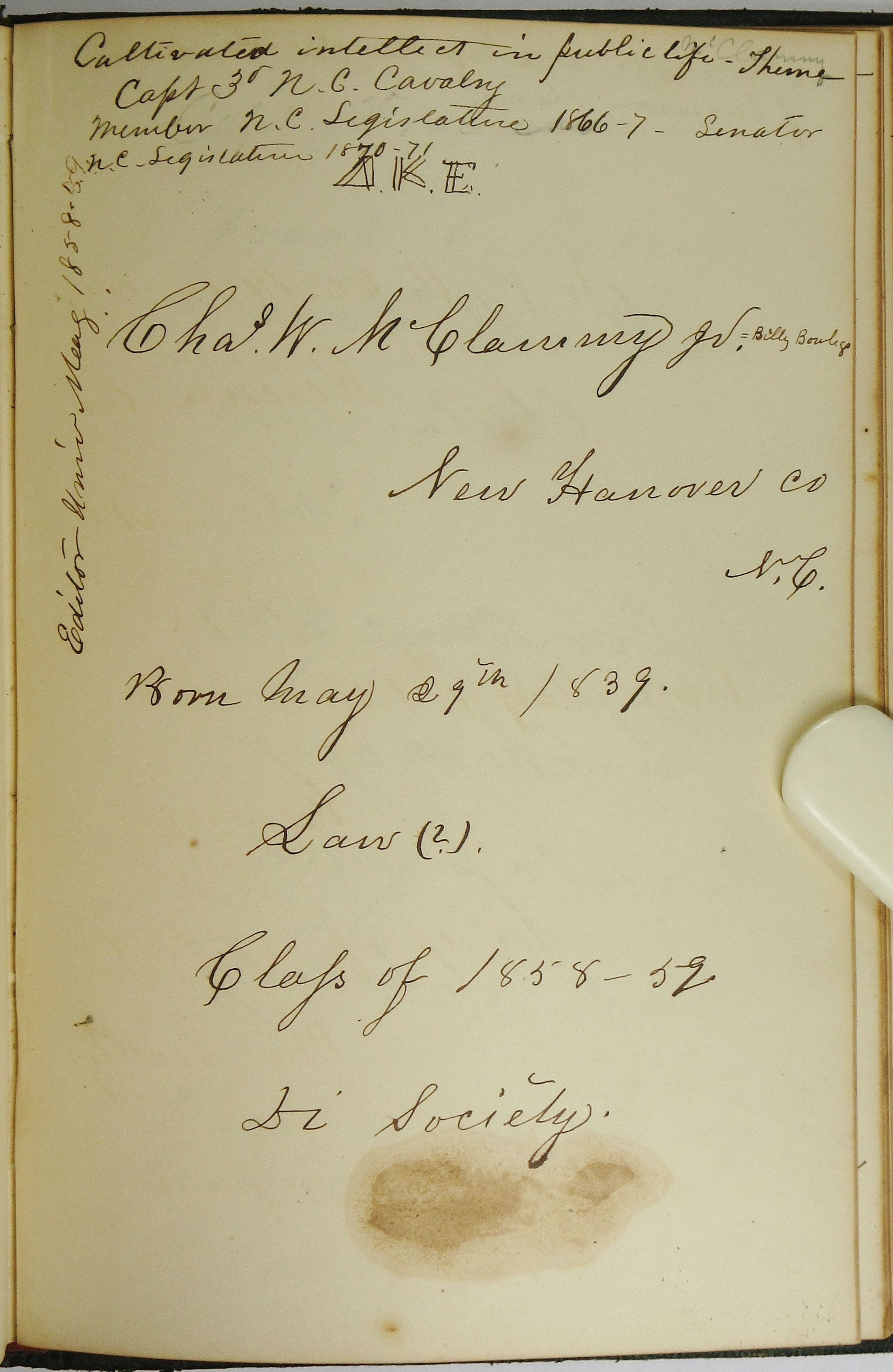 AUTOGRAPH ALBUM OF UNIVERSITY OF NORTH CAROLINA STUDENTS, Compiled ...