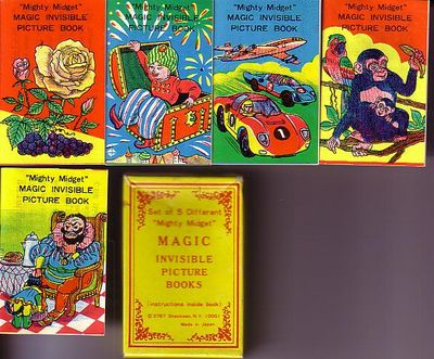 5 "Mighty Midget" Magic Invisible Picture Books, Housed in Original 2 ...