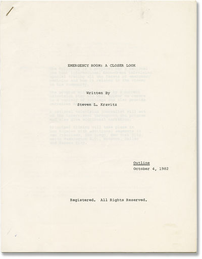 BIBLIO | Emergency Room: A Closer Look (Original screenplay for an ...
