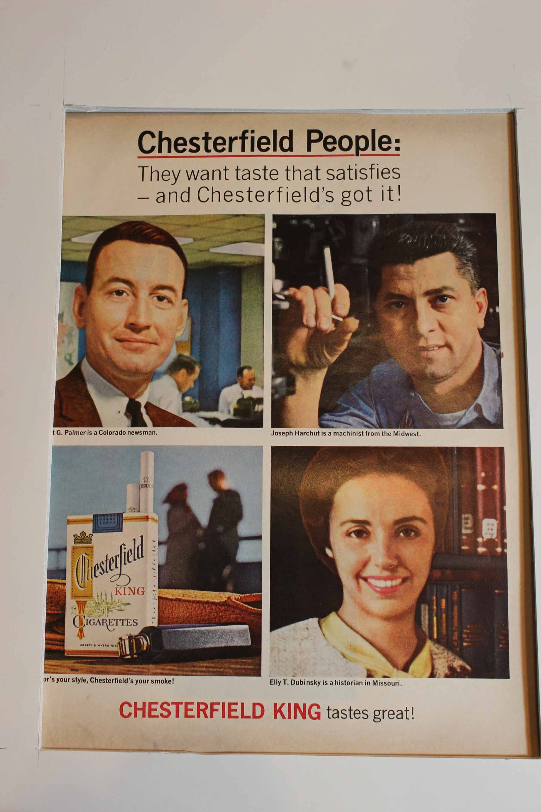 Advertisement for Chesterfield Cigarettes "Chesterfield People: Elly T ...
