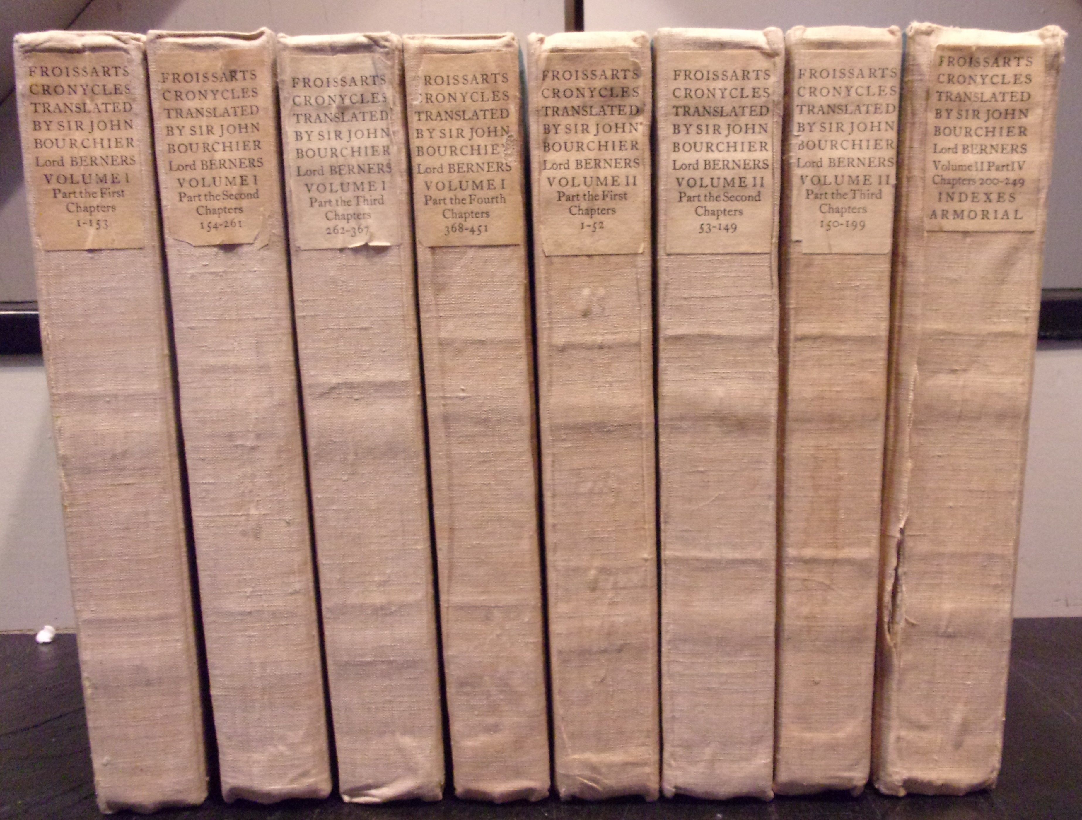 FROISSART'S CRONYCLES. Eight volumes by FROISSART, Jean | | | | BIBLIO