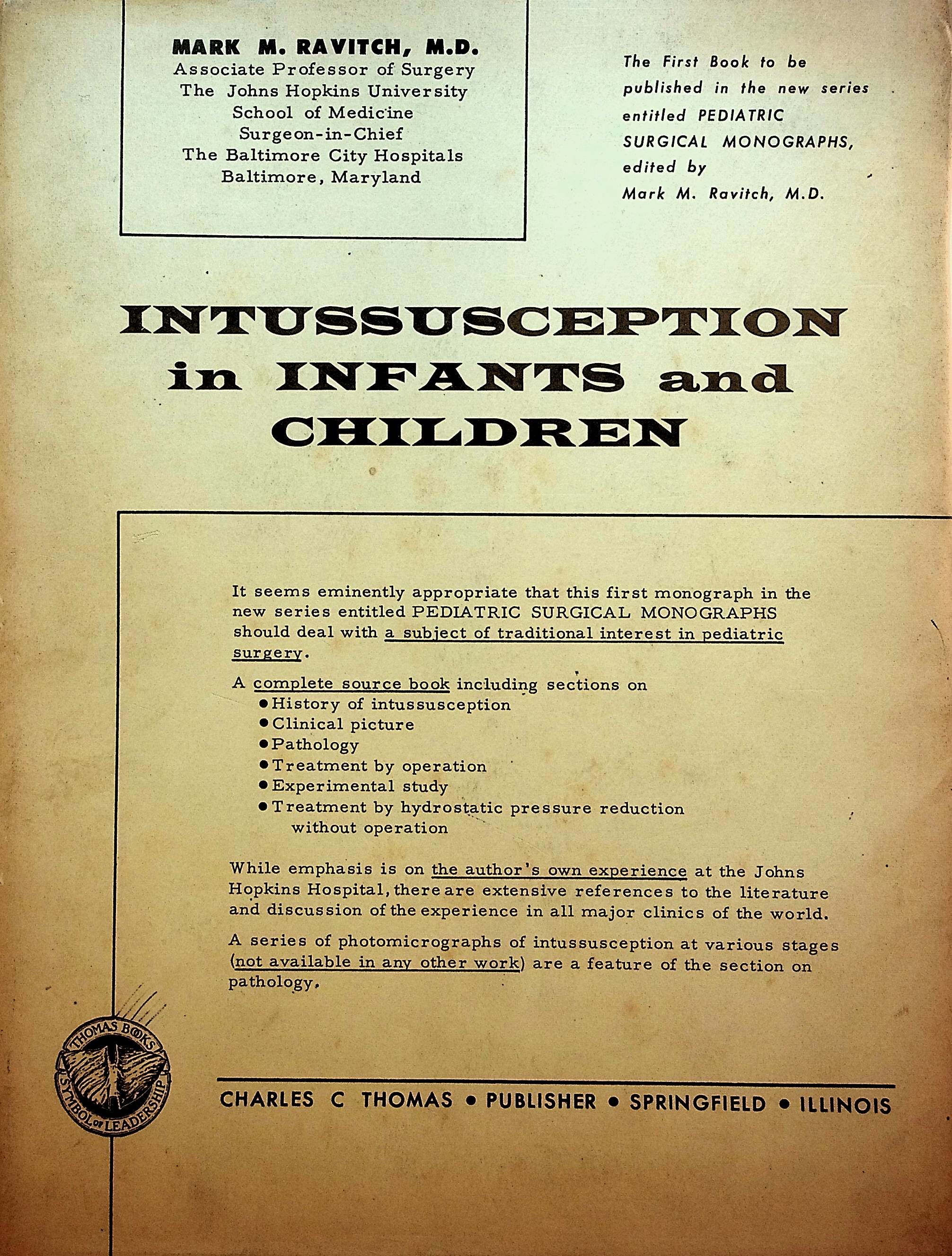 SIGNED. Intussusception in Infants and Children by Ravitch, Mark M ...