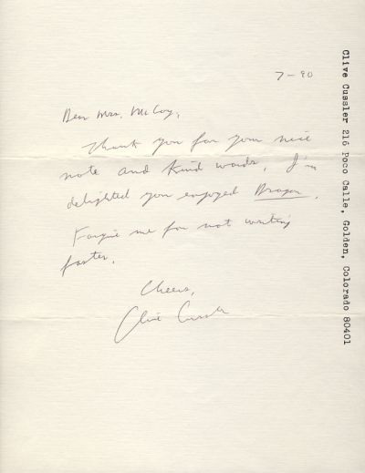 Autograph Letter Signed [Clive Cussler] by Cussler, Clive | No Binding ...