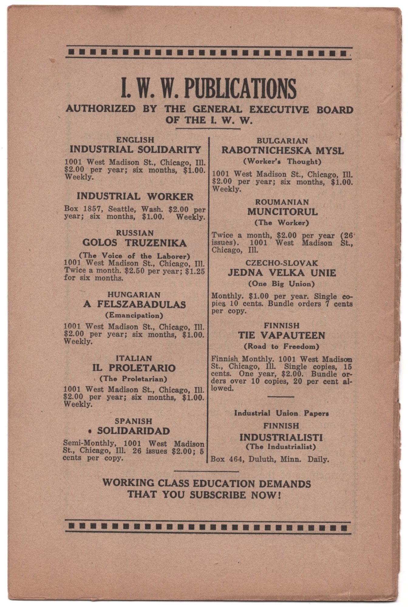The Immediate Demands of the I.W.W.: The Spirit of the Times by ...