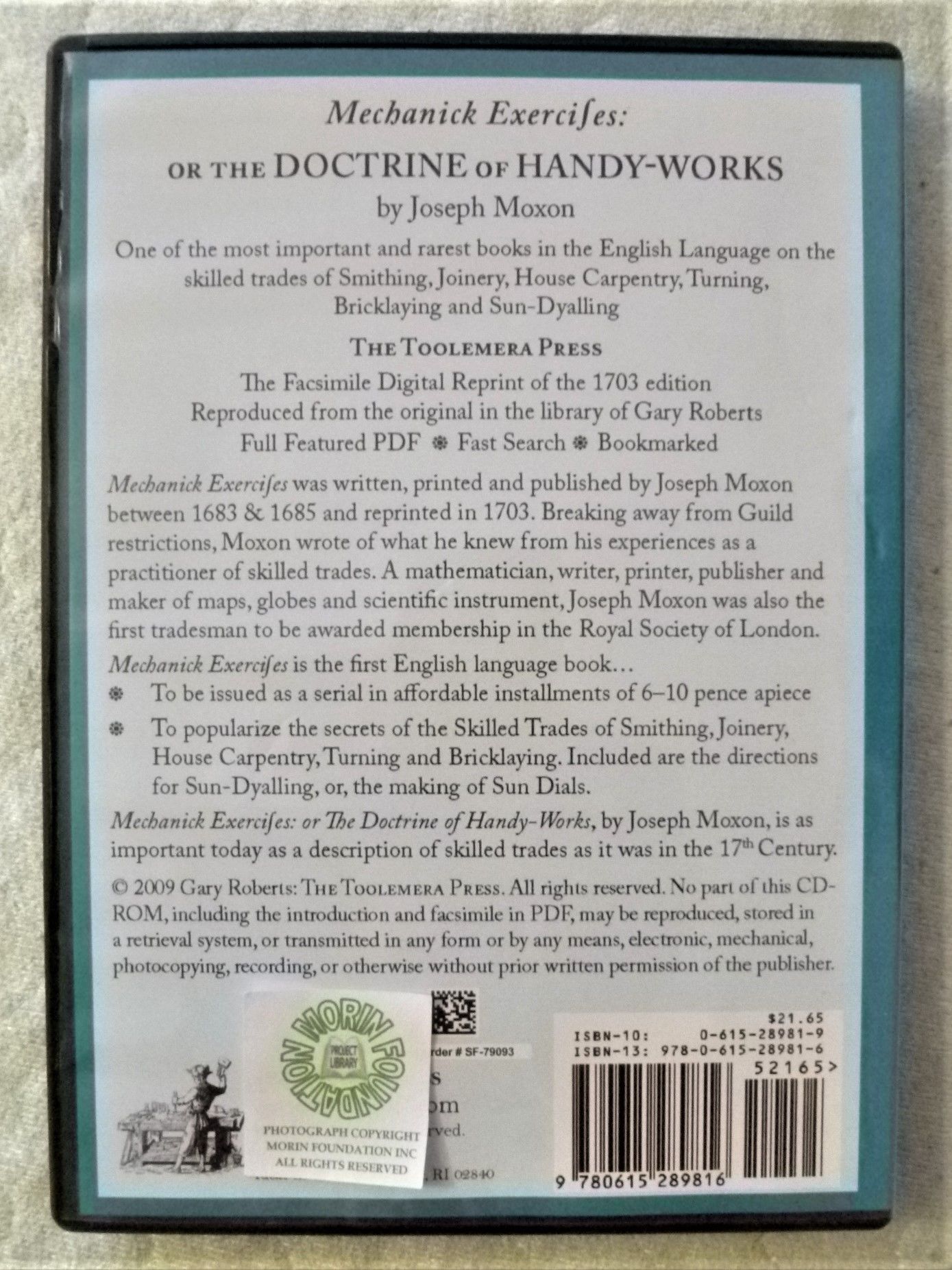 Mechanick Exercises of the Doctrine of Handy-Works by Joseph Moxon ...