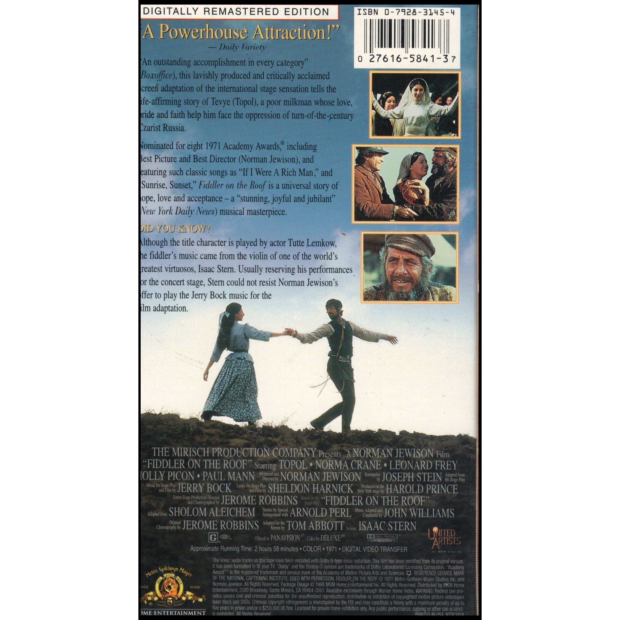 Fiddler on the Roof (VHS Tape) by Oswald Morris [Cinematographer ...