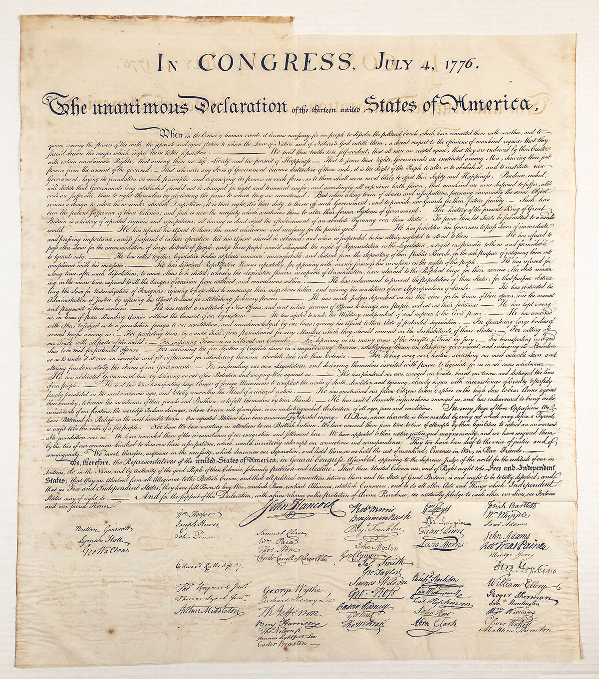 A Stone/Force Printing of the Declaration of Independence by ...