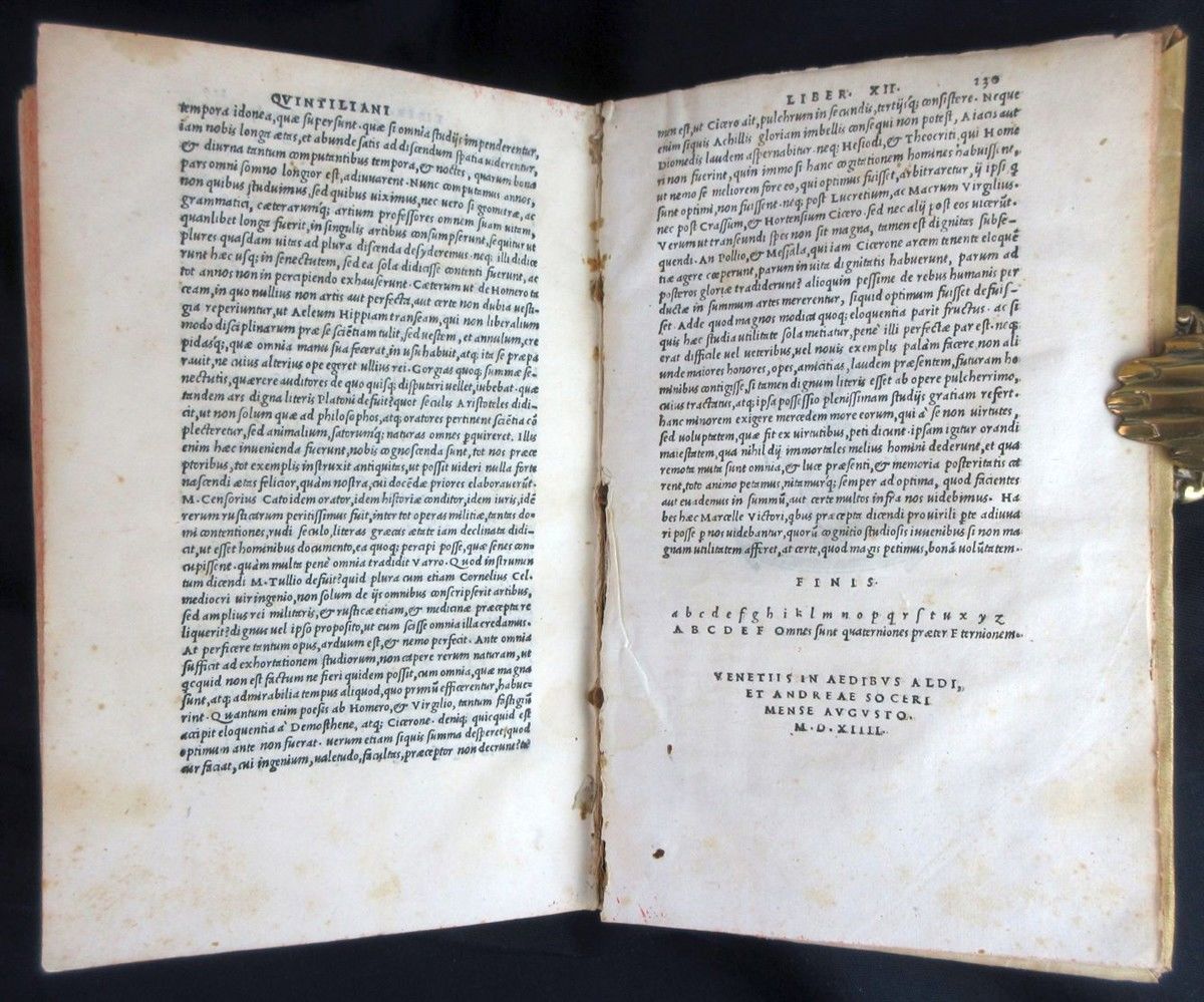 BIBLIO | [De Institutione Oratoria] by Quintillian, Marcus Fabius ...