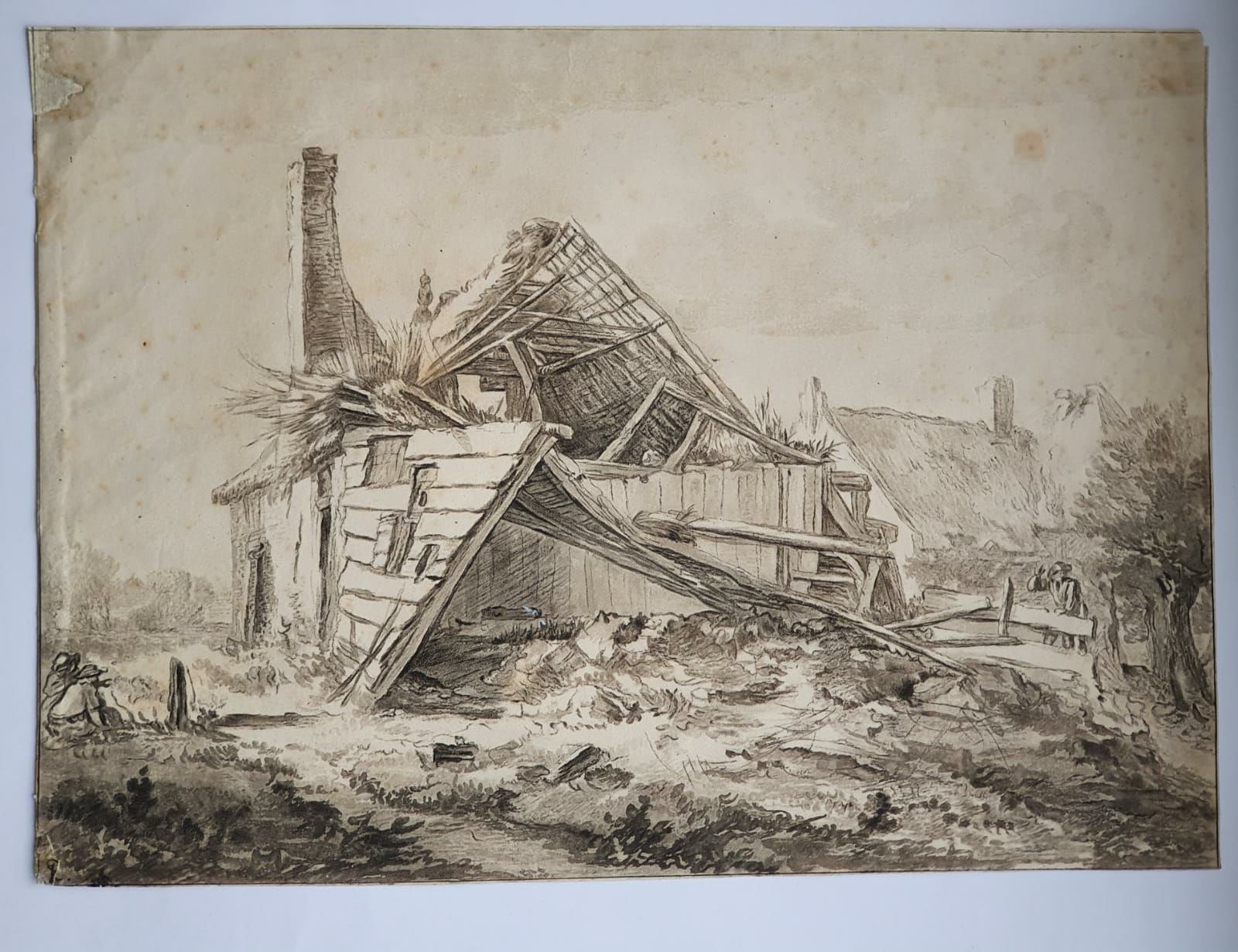 Antique printdrawing | A destroyed farm, published 1821, 1 p. by ...