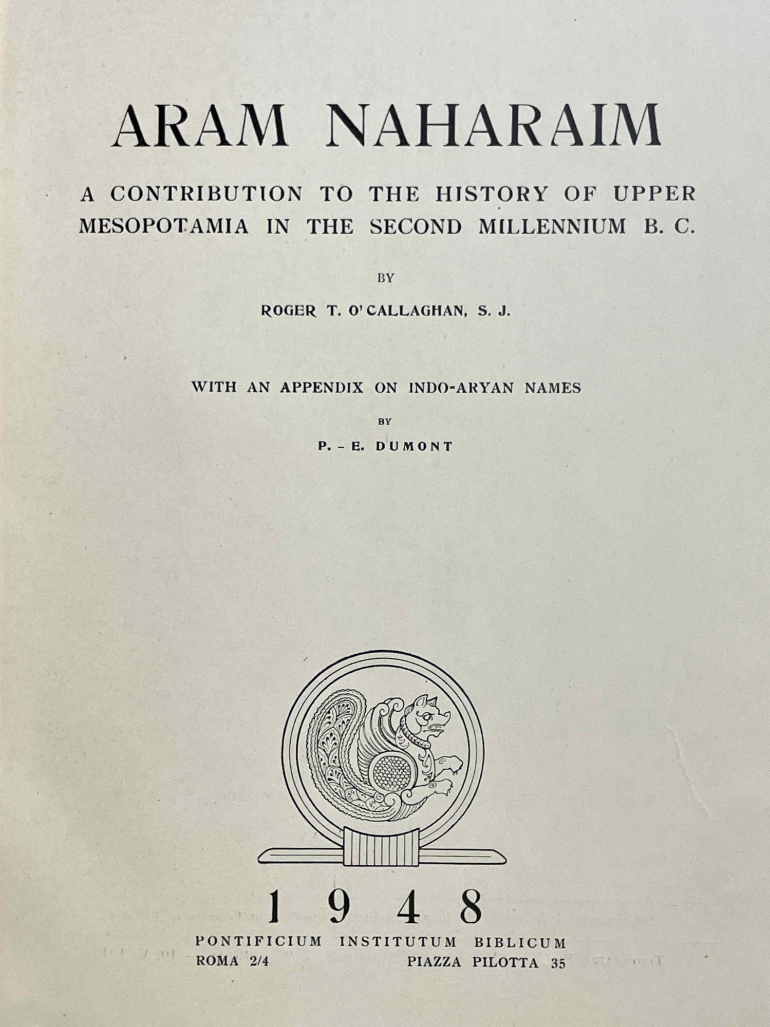 Aram naharaim by O'CALLAGHAN Roger Timothy | Biblio