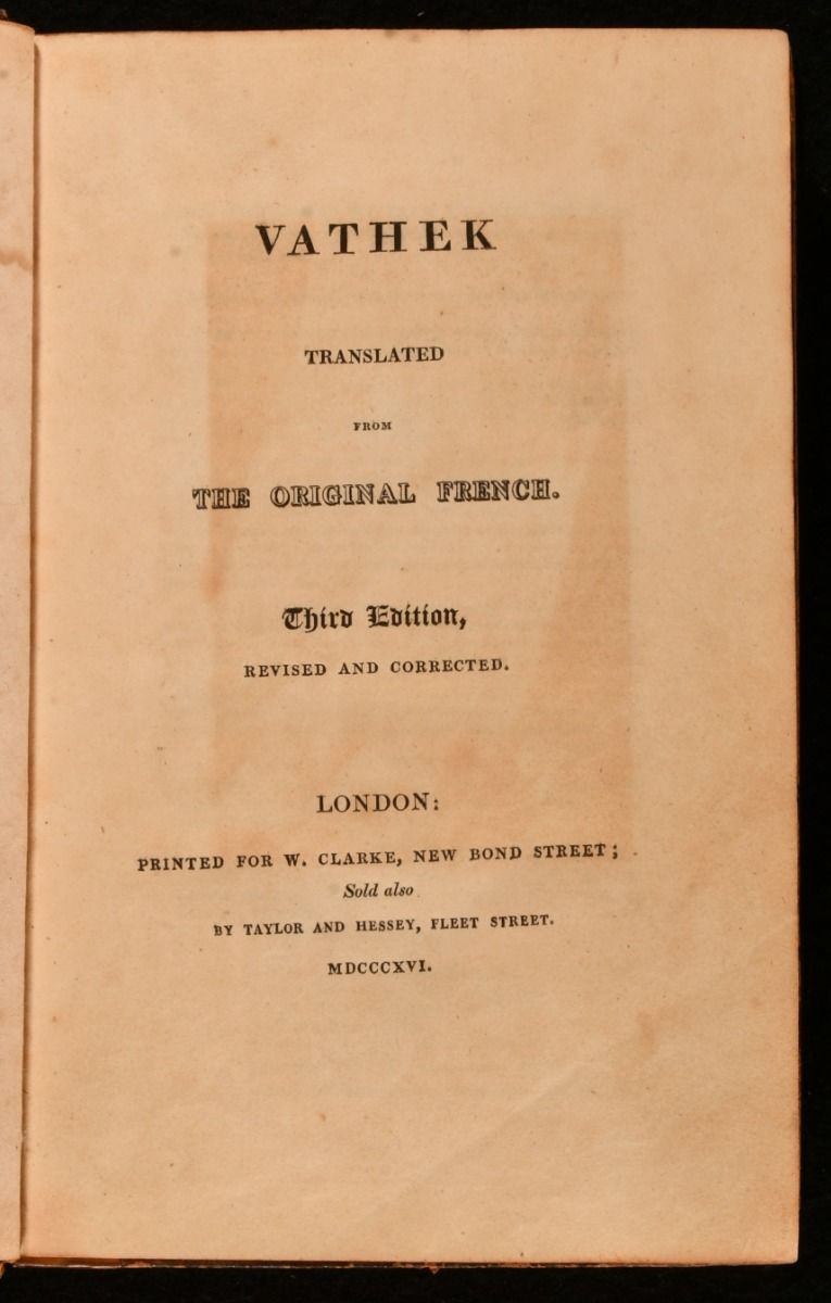 Vathek by William Beckford | Leather | 1816 | W. Clarke | Biblio