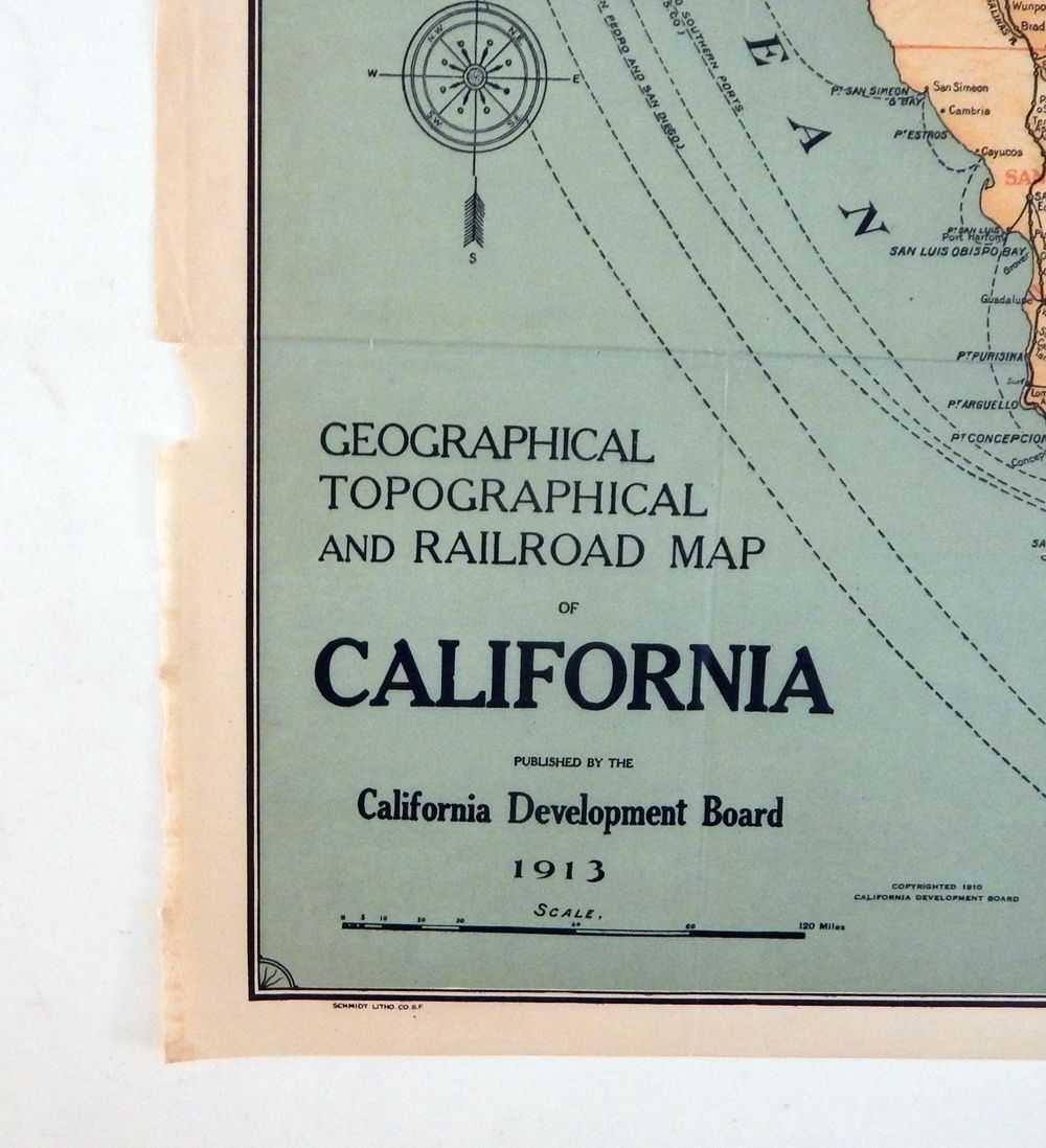 Geographical, Topographical and Railroad Map of California by (Map of ...