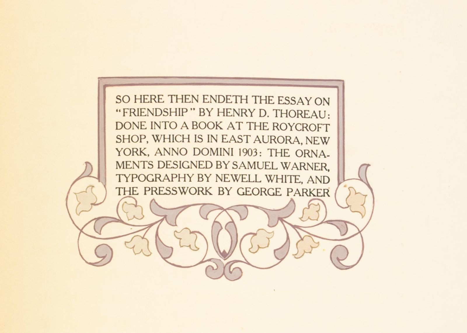 THE ESSAY ON FRIENDSHIP by (BINDINGS - ROYCROFT). THOREAU, HENRY DAVID ...