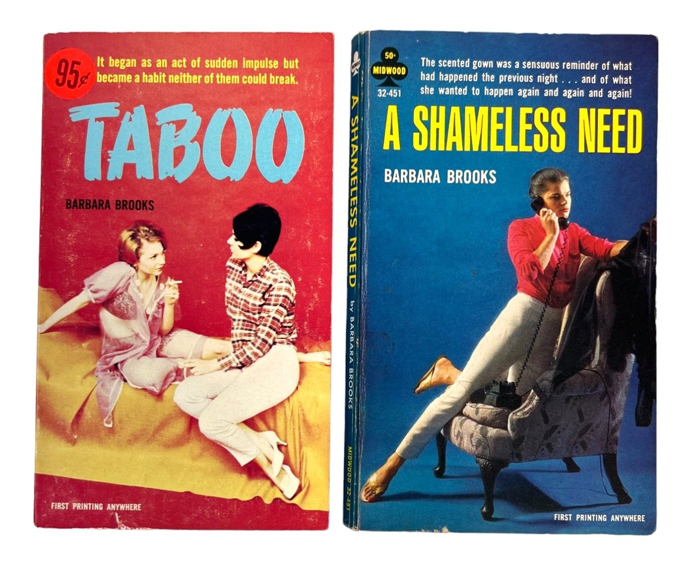 Early Lesbian Pulp Collection of 2 pulp books by Barbara Brooks: Taboo ...