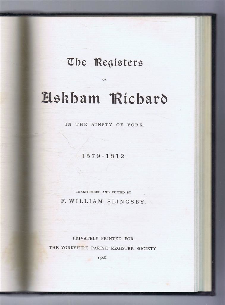 The Publications of Yorkshire Parish Register Society Vol. XXXI (31 ...