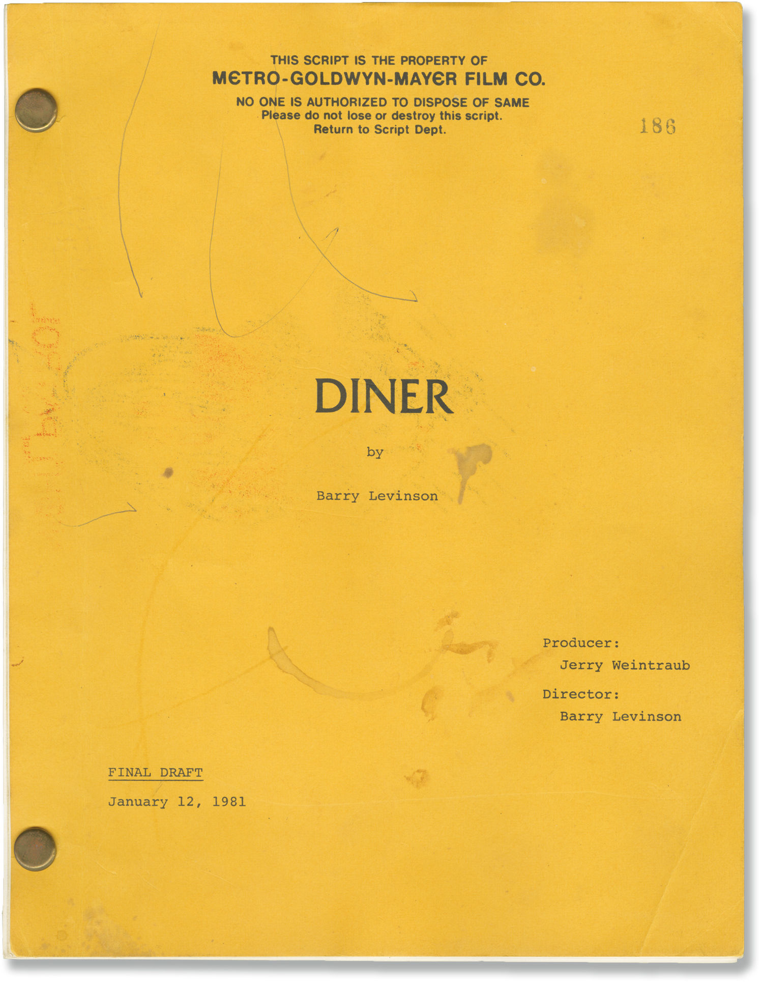 Diner (Original screenplay for the 1982 film) by Barry Levinson ...