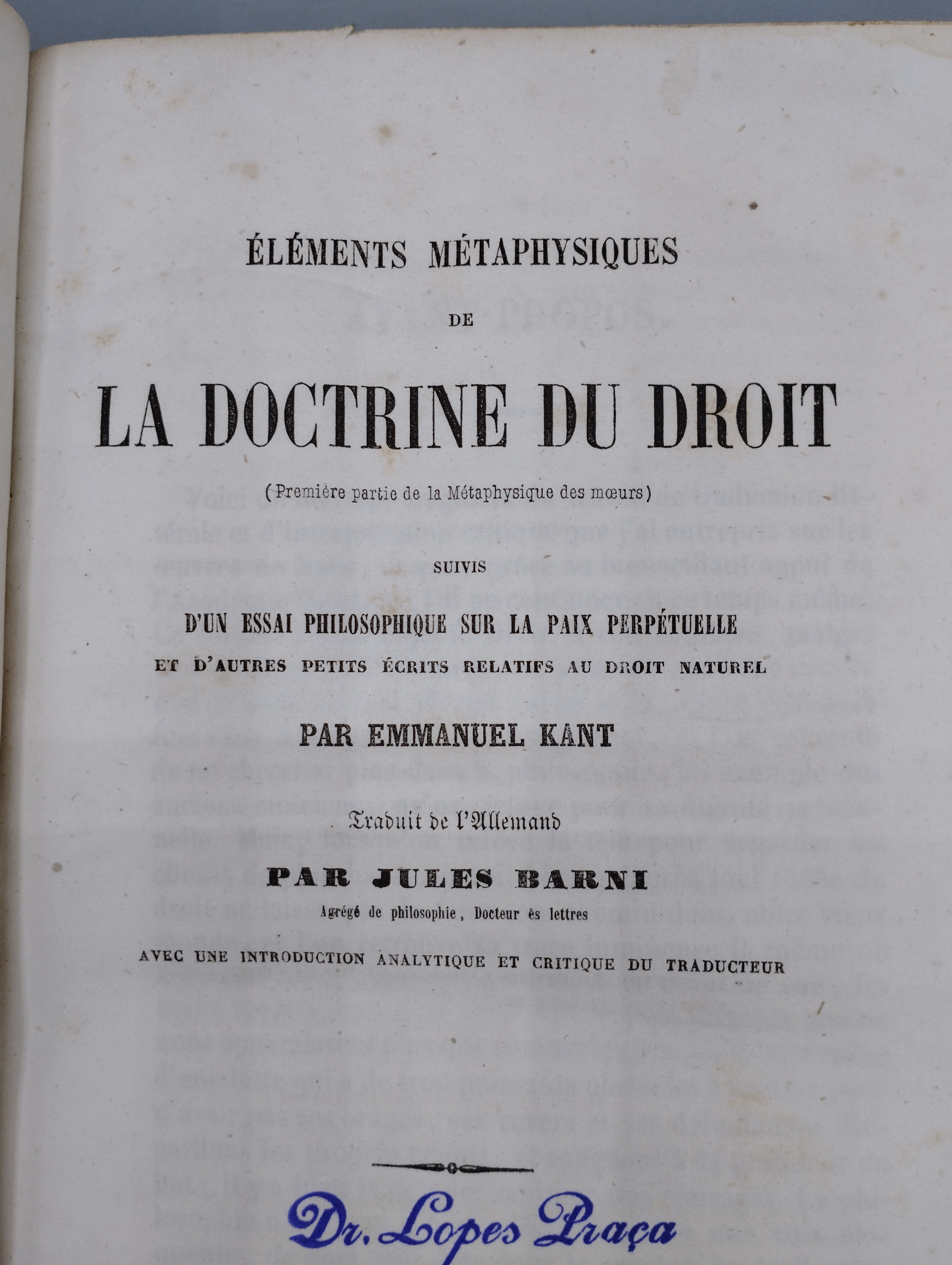 Éléments Métaphysiques de la Doctrine du Droit by Immanuel Kant | 1853 ...
