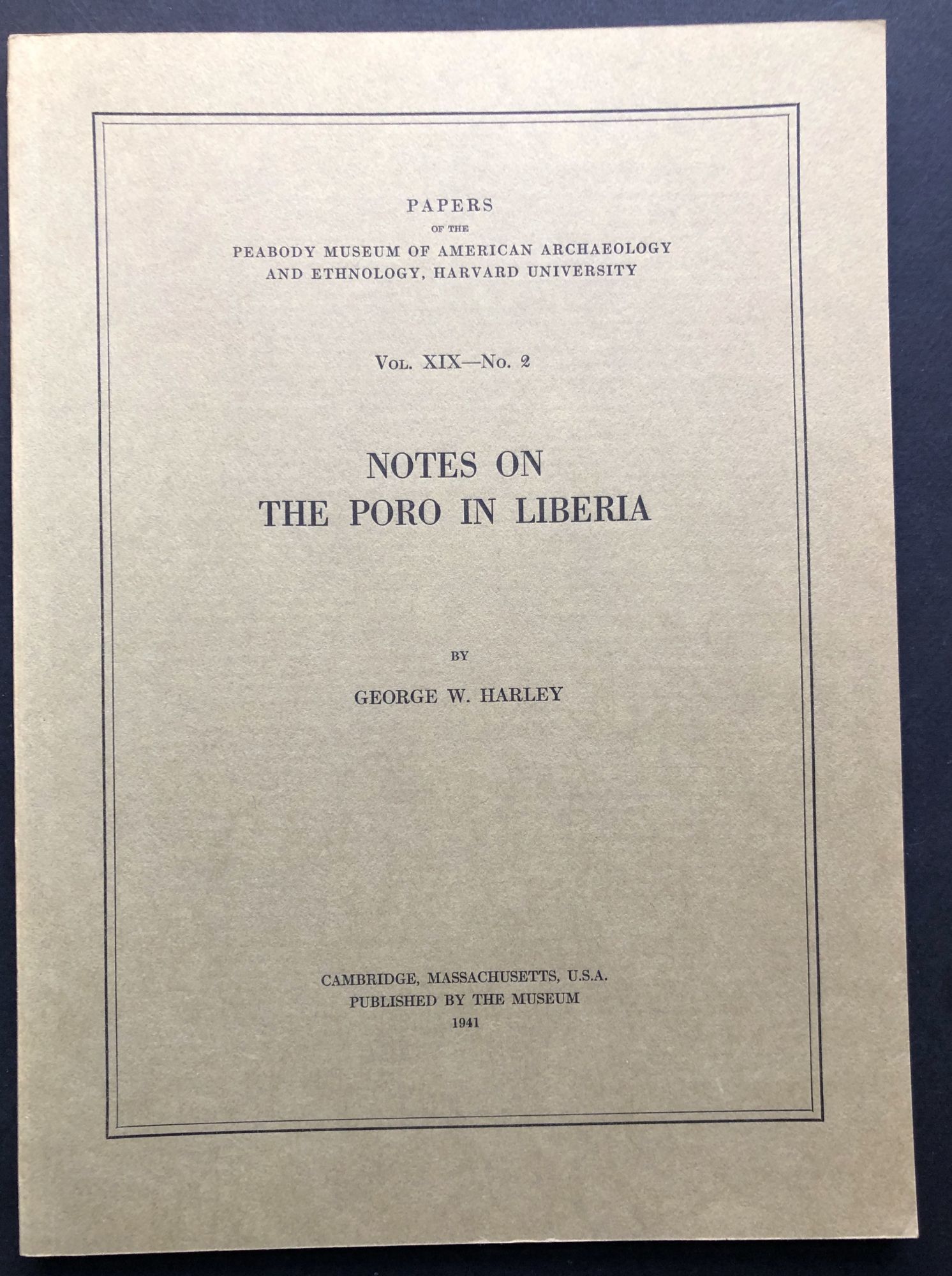 Notes on the Poro in Liberia by Harley, George W | Paperback | 1941 ...