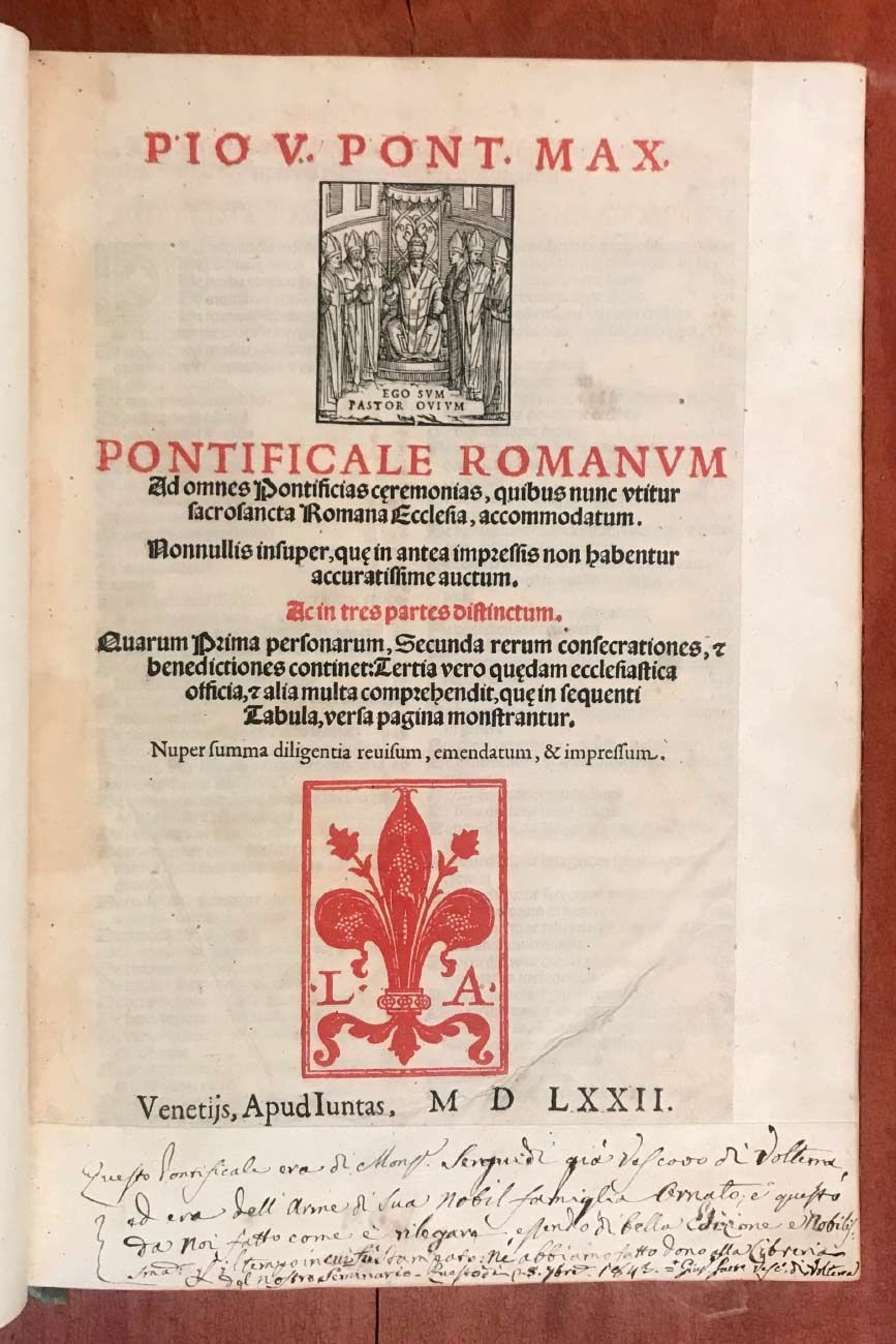 Roman Pontifical with Beautiful Two-Color Printing, Music and Lots of ...
