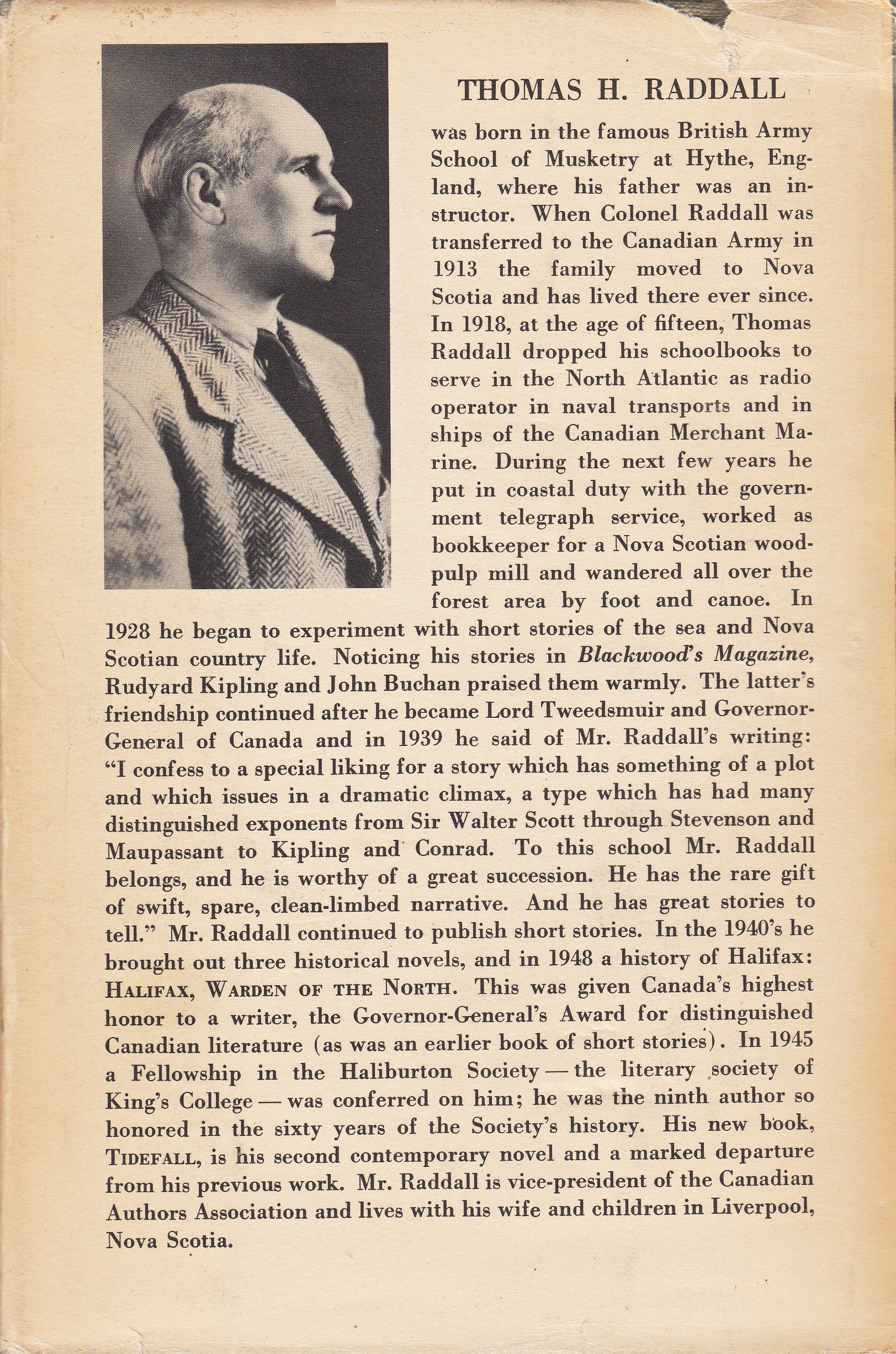 TIDEFALL by Thomas H Raddall | Hardcover | 1953 | McClelland and ...