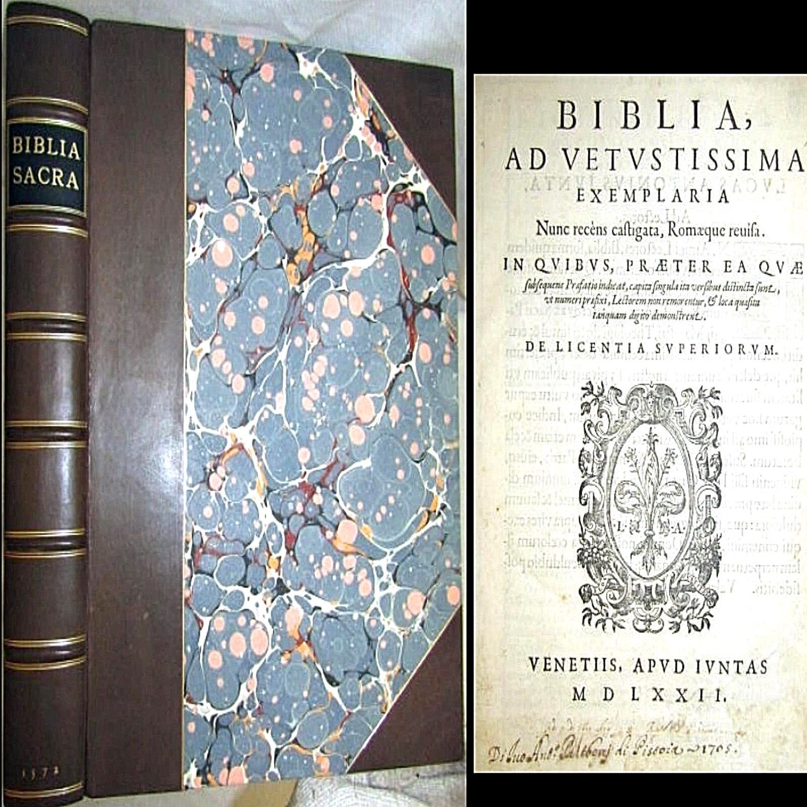 1572 VENICE BIBLE LATIN VULGATE FOLIO LEATHER BIBLIA AD VETUSTISSIMA by ...
