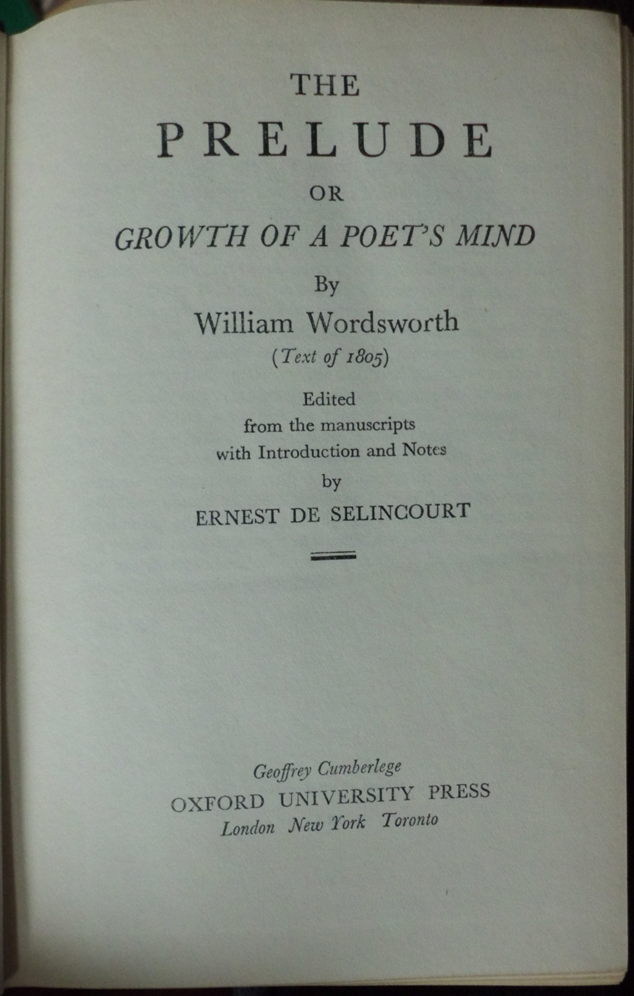 The Prelude By William Wordsworth