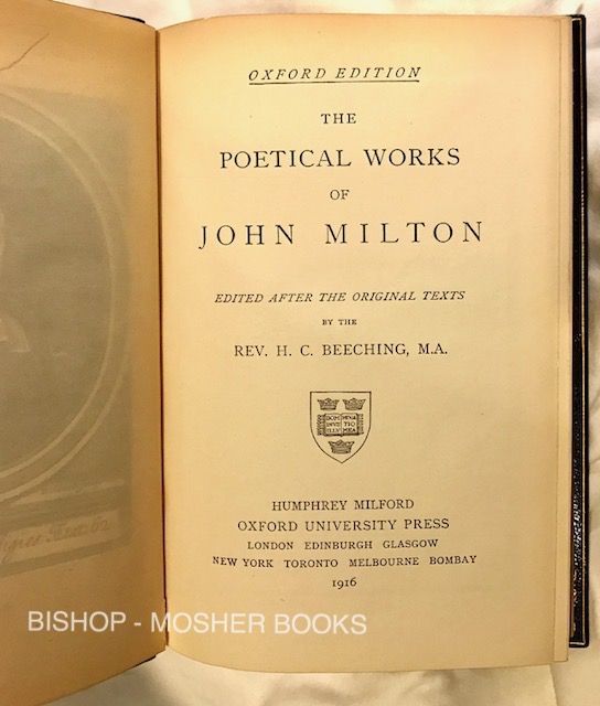 THE POETICAL WORKS OF JOHN MILTON by Beeching, Rev. H. C., ed | Full ...
