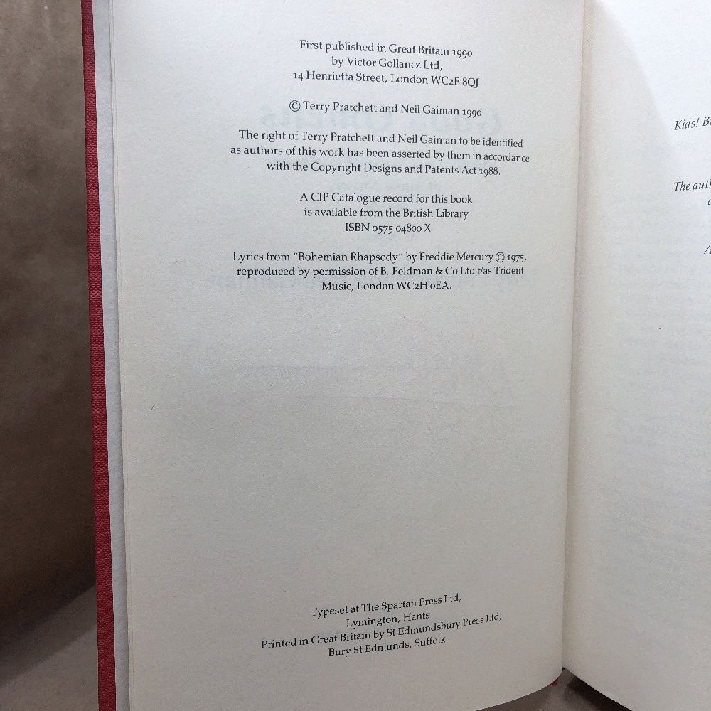 Good Omens by Pratchett, Terry and Neil Gaiman | Hardcover | 1990 ...