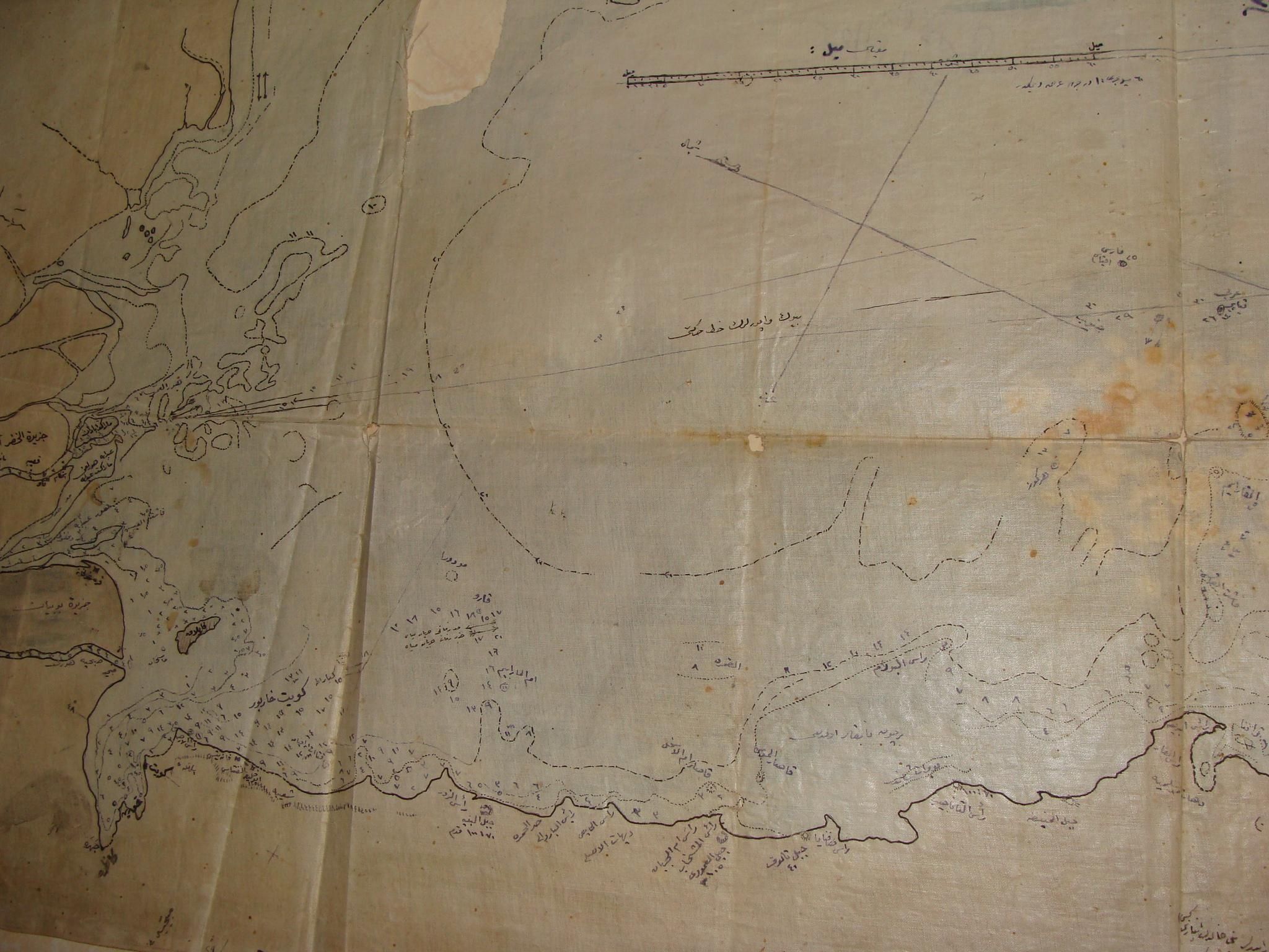 Ottoman manuscript maritime/naval map (the coastal map from Basra to ...