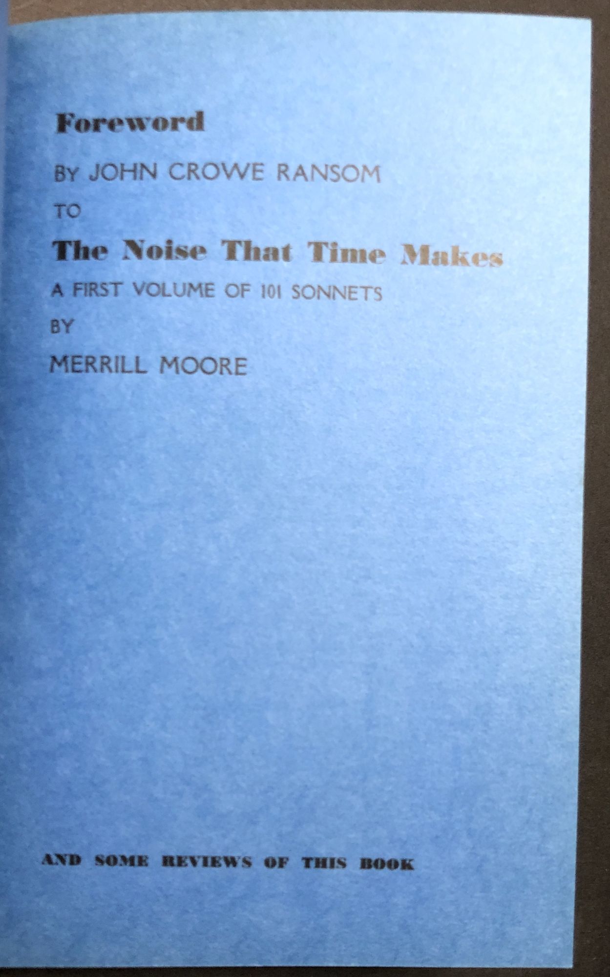 A Miscellany, First Series I-X -- inscribed by Moore, Merrill; John ...