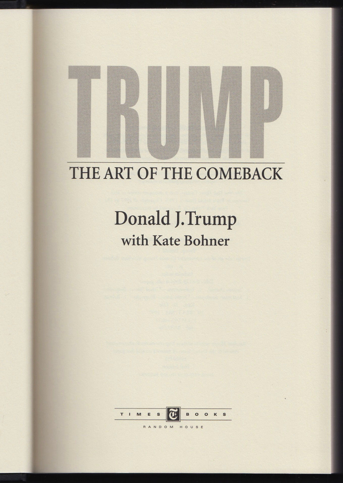 BIBLIO | Trump: The Art of the Comeback [Signed] by Trump, Donald J ...