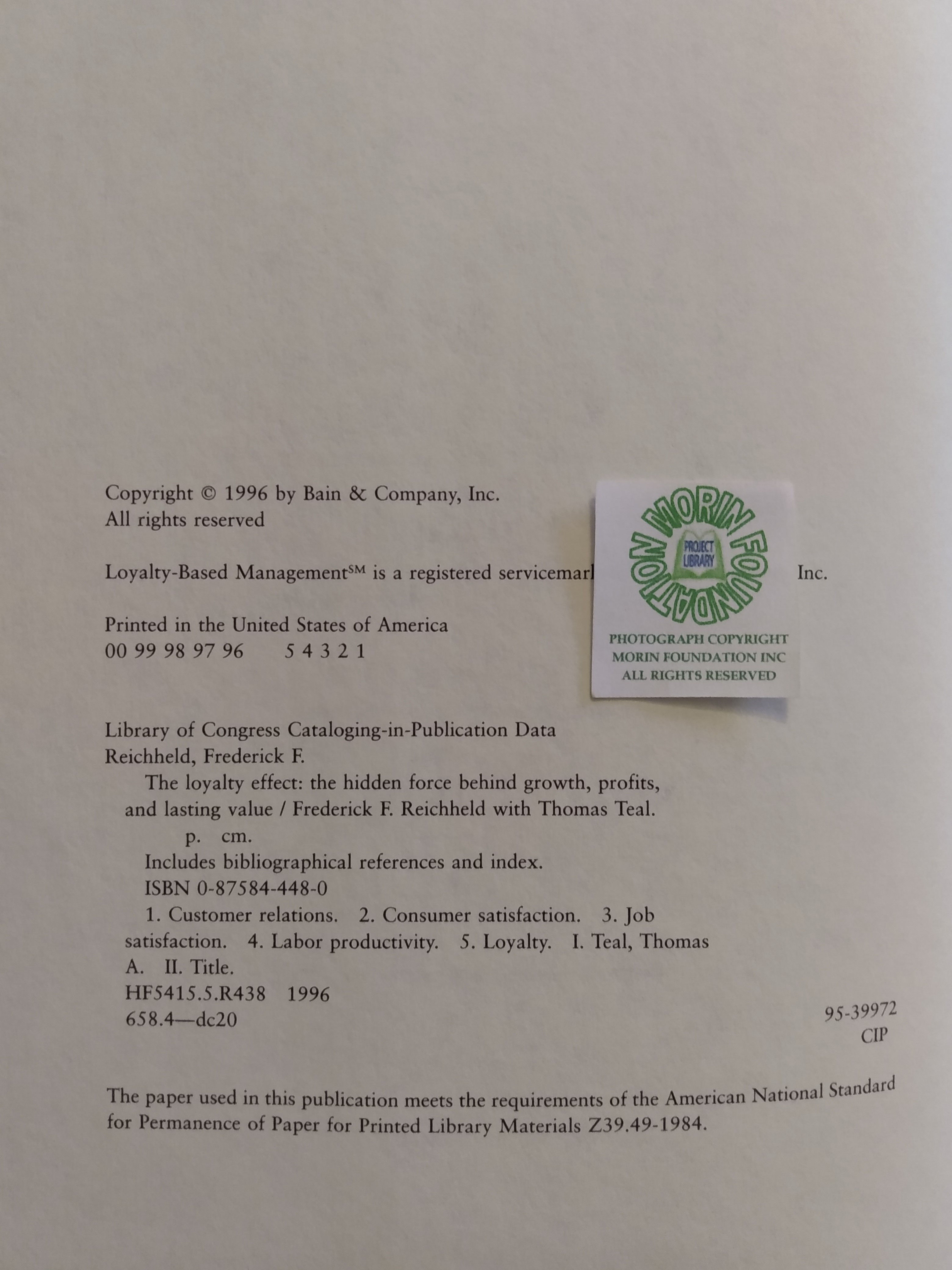 The Loyalty Effect: The Hidden Force Behind Growth, Profits, and ...