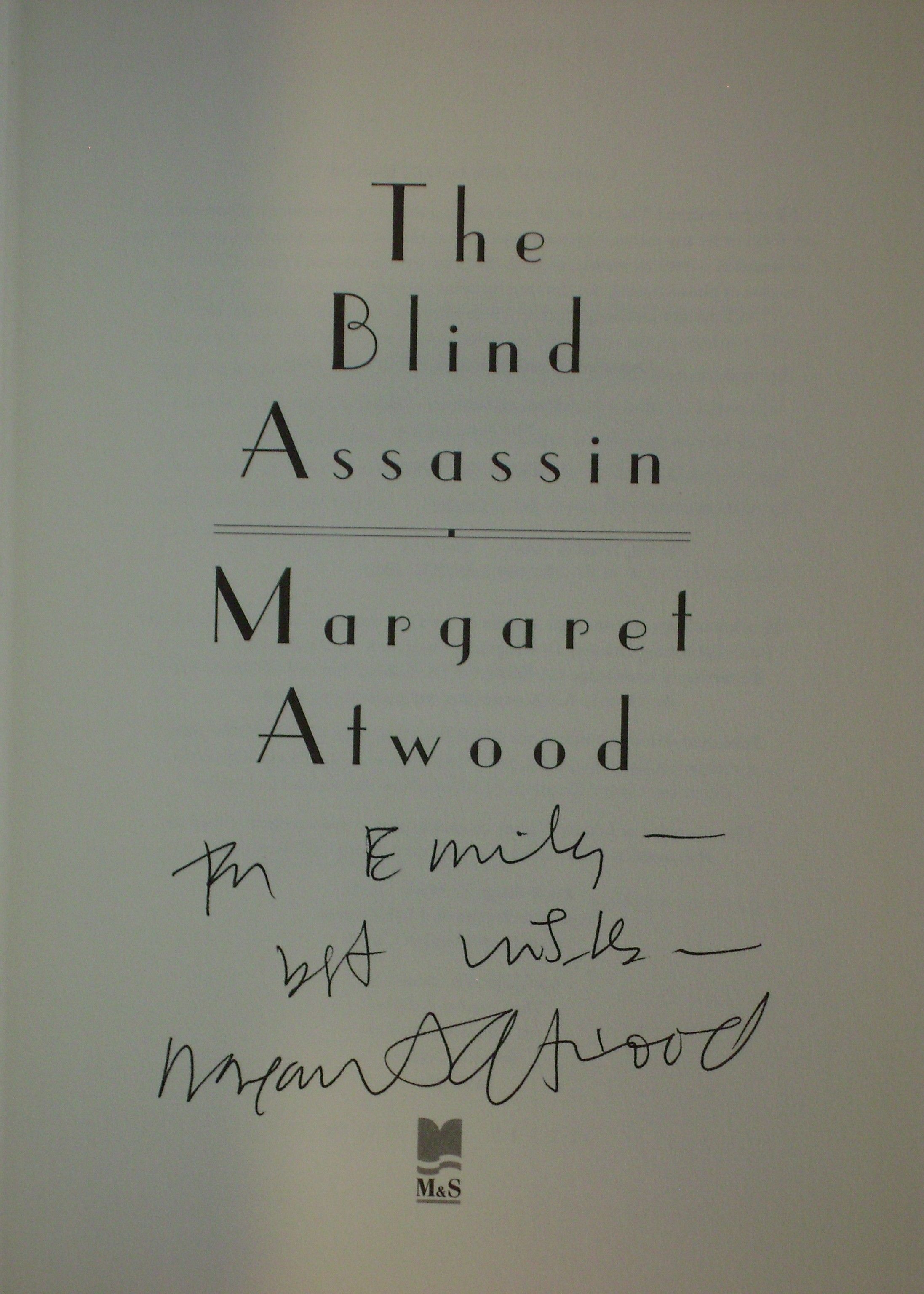 The Blind Assassin by Margaret Atwood - Signed First Edition - 2000 ...