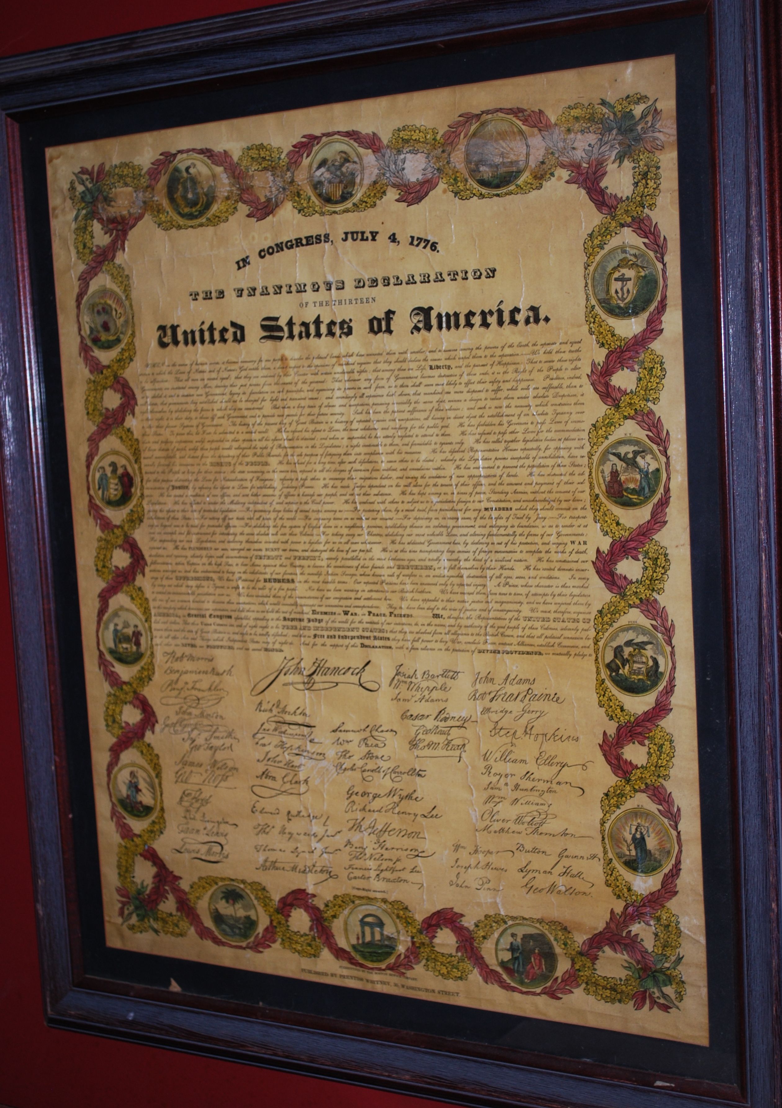 Declaration of Independence Stereotyped Broadside Published By Prentiss ...