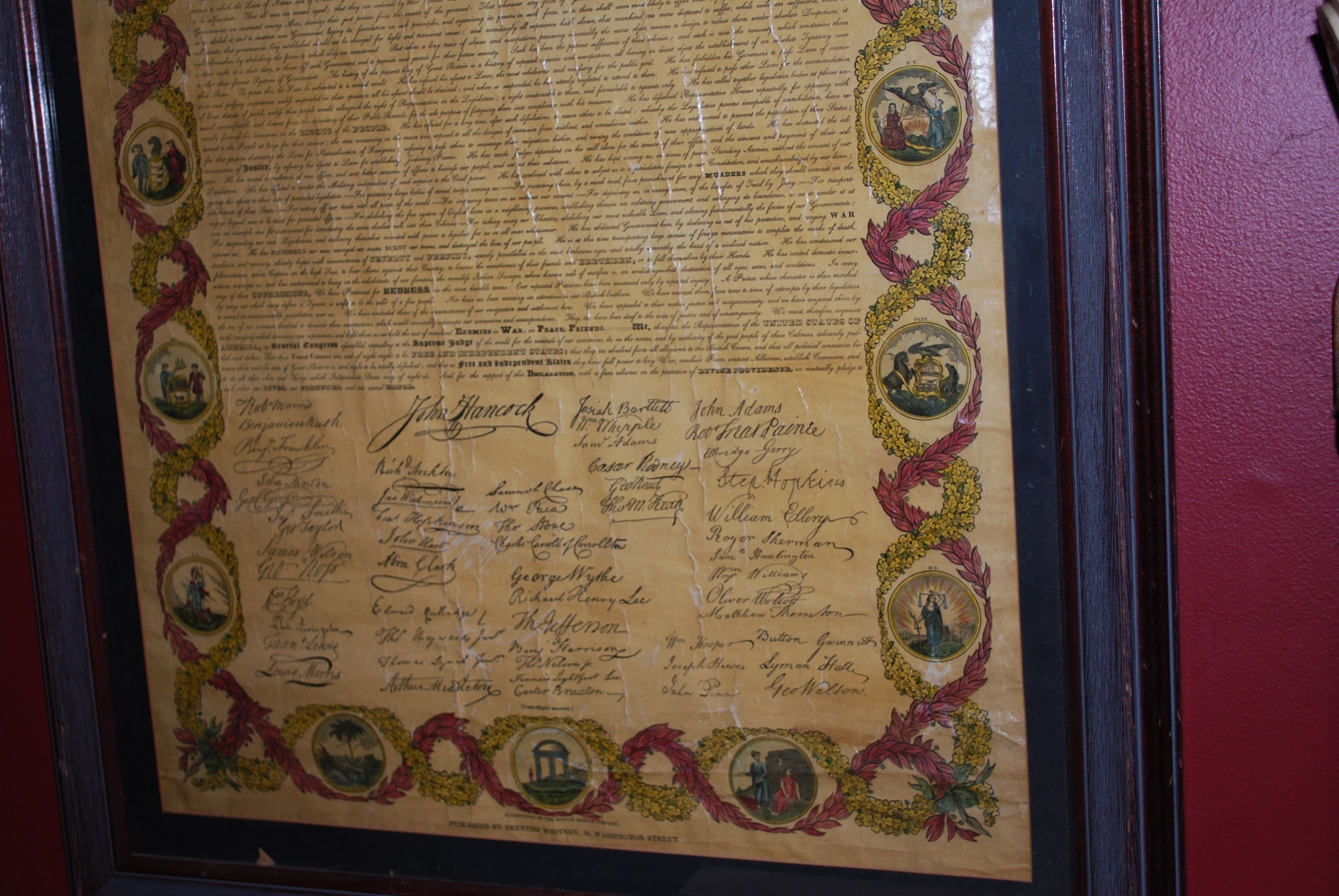 Declaration of Independence Stereotyped Broadside Published By Prentiss ...