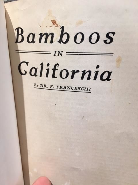 BAMBOOS IN CALIFORNIA by Dr. F Franceschi - First Edition - 1908 - from ...