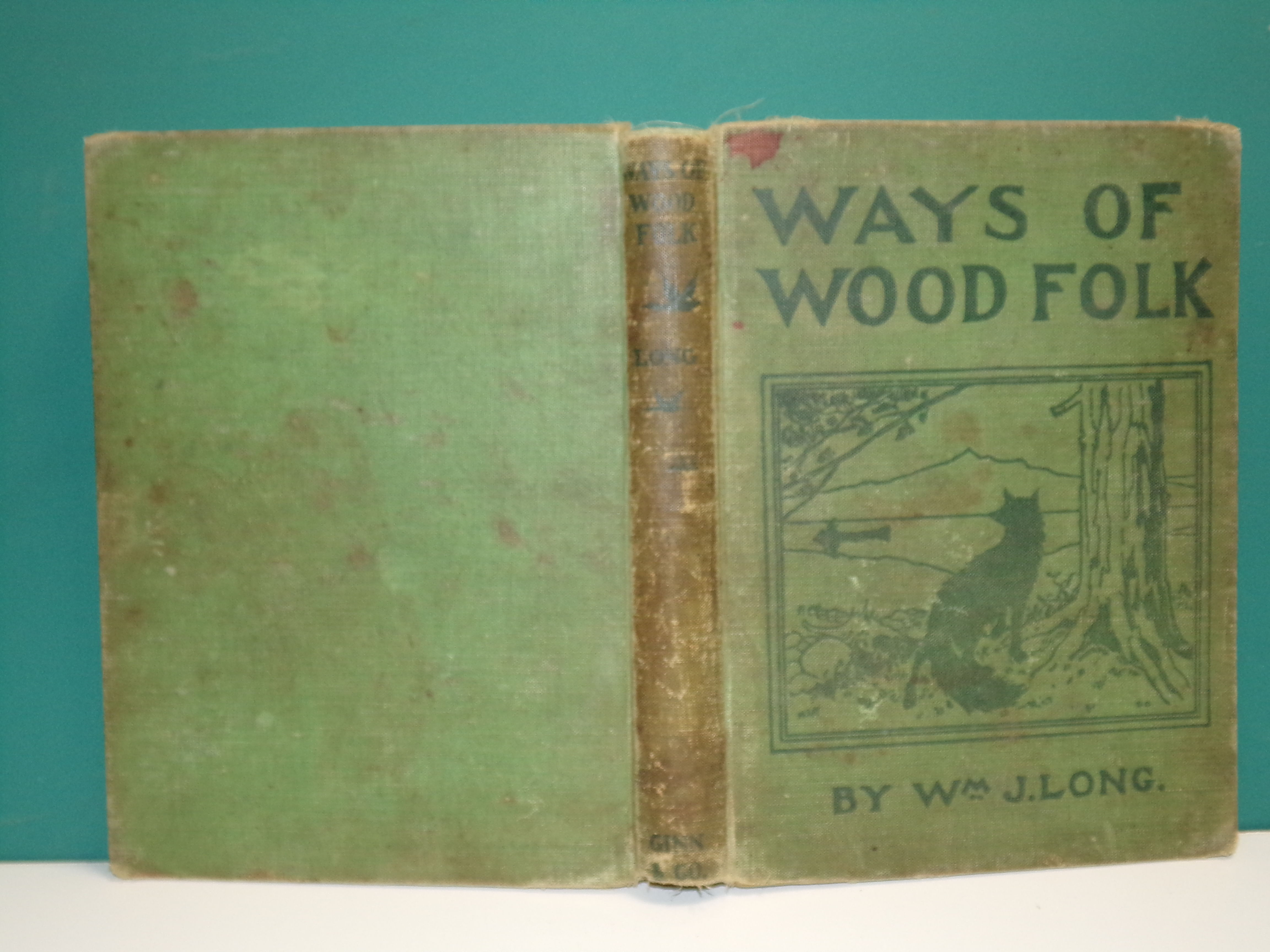 Ways of Wood Folk by William J. Long | Green cloth boards with black ...