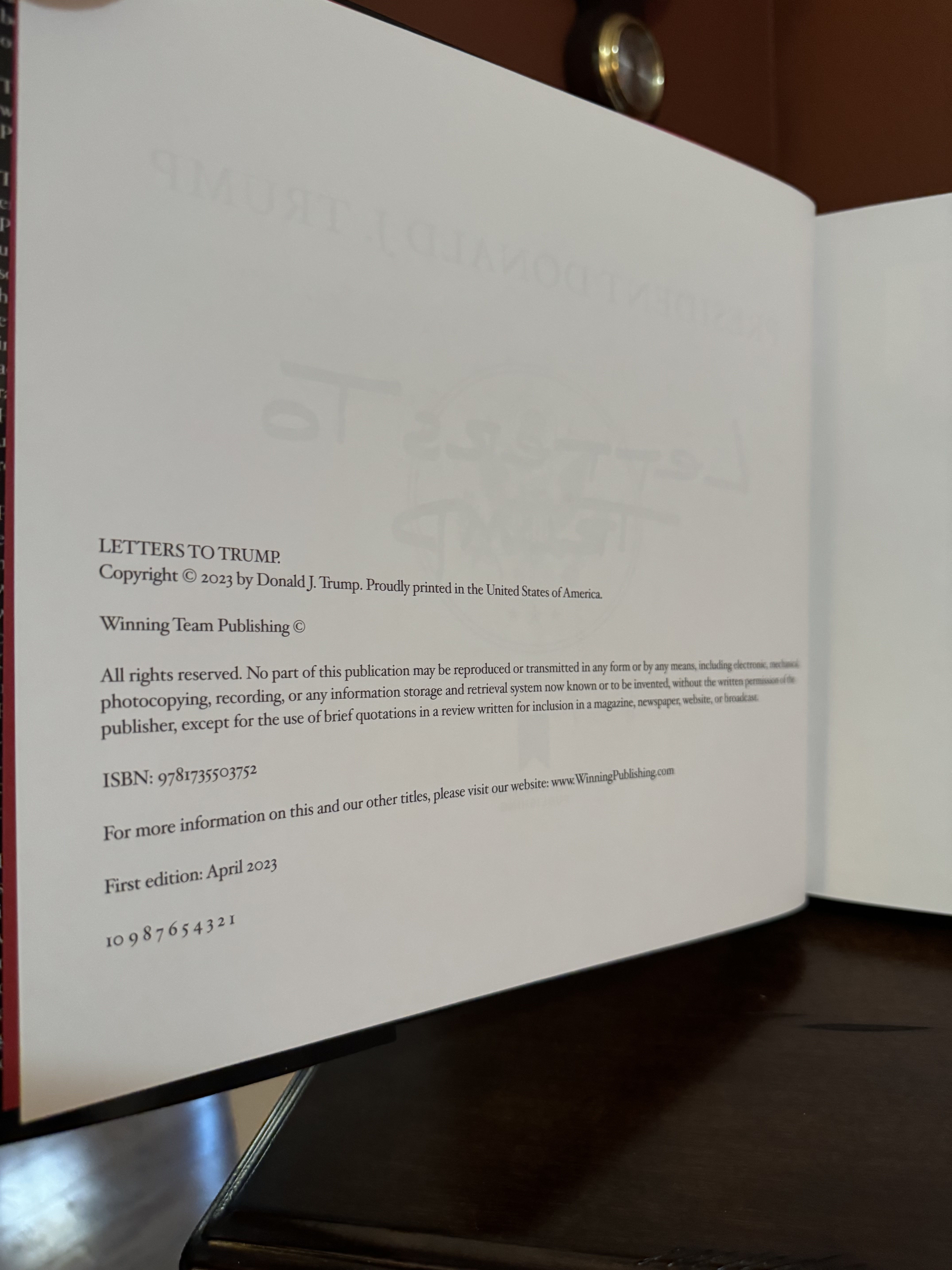 Letters to Trump ~ HAND SIGNED BY TRUMP! FIRST/FIRST by Trump, Donald J ...