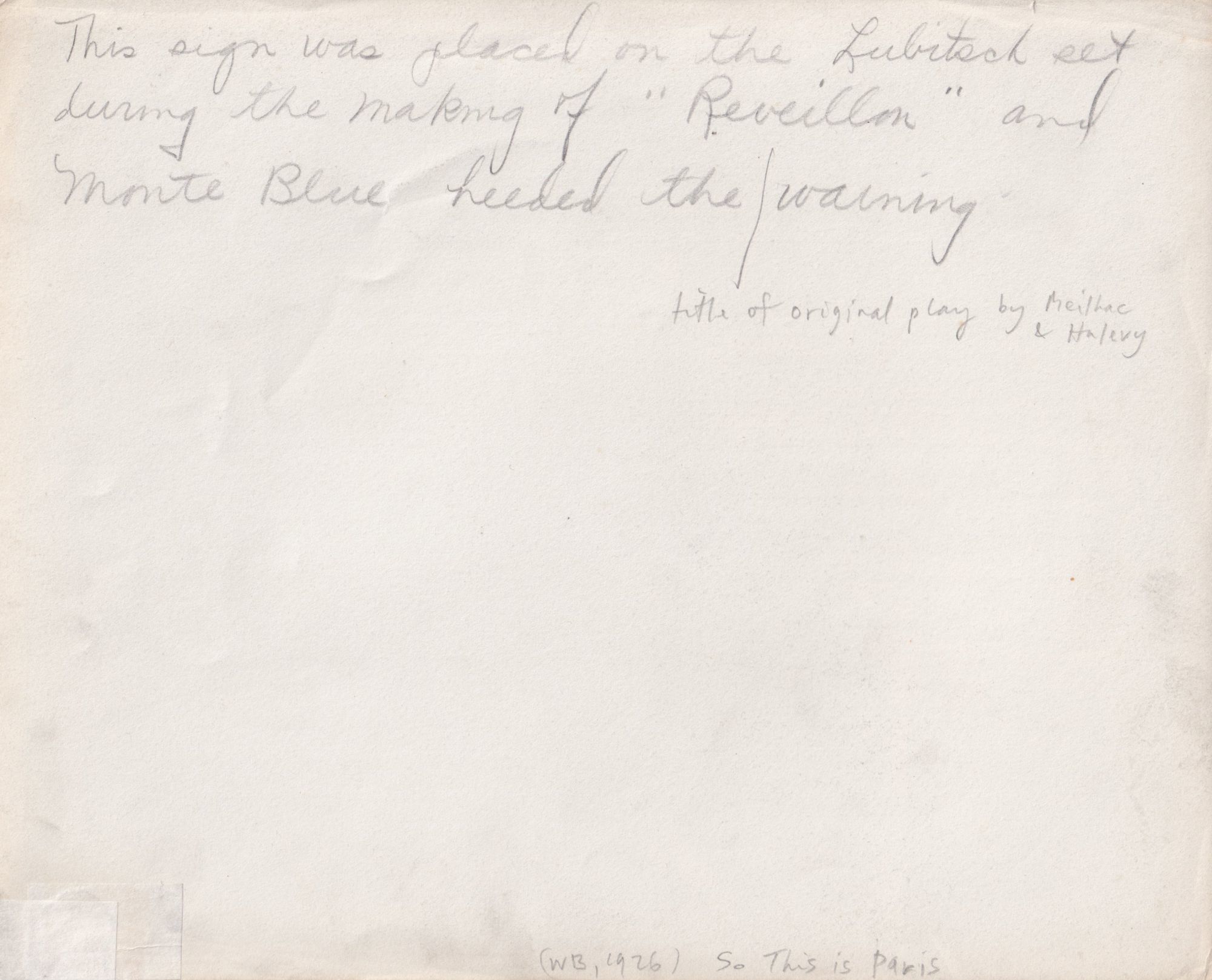 So This Is Paris (Original publicity photograph of actor Monte Blue on ...