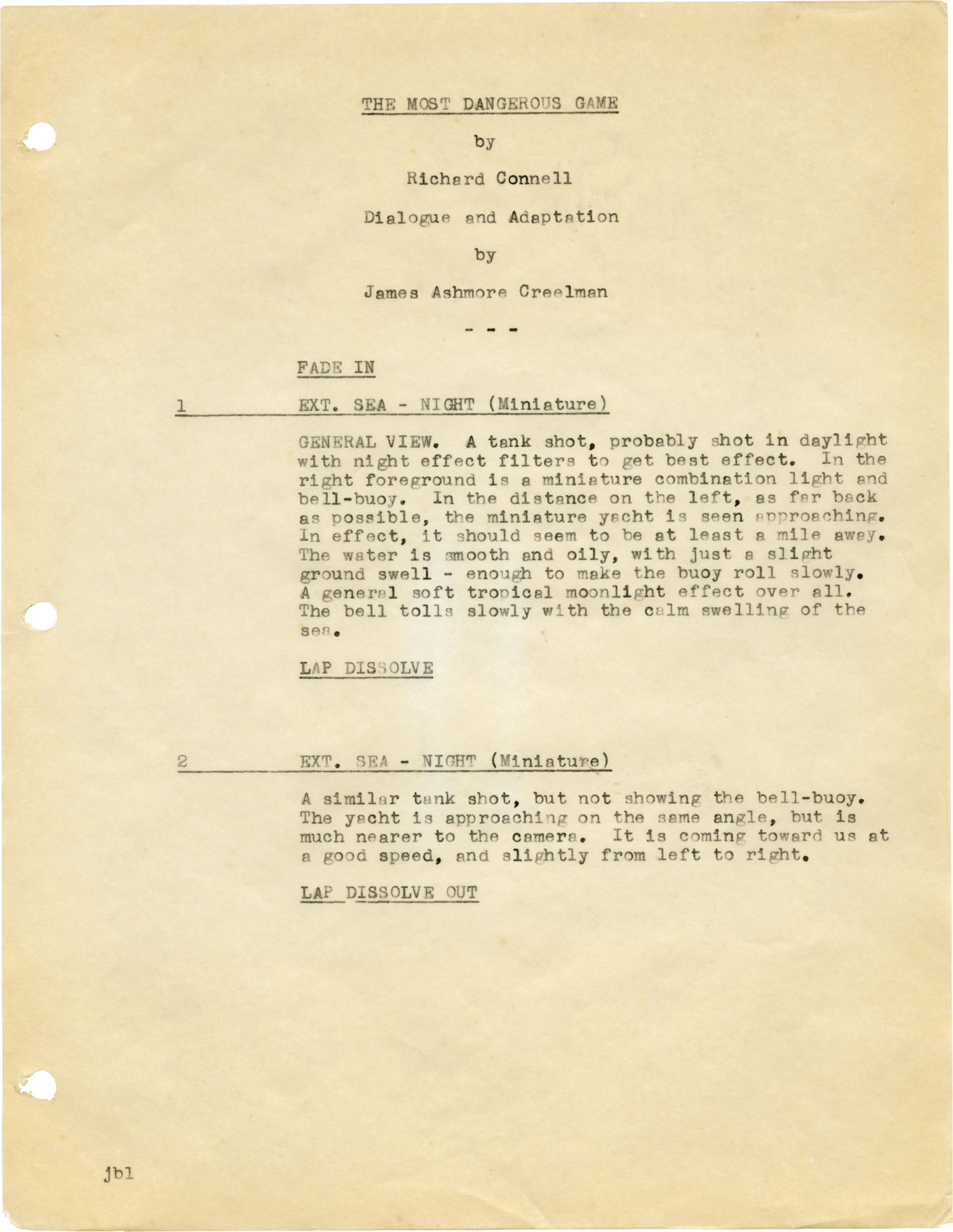 The Most Dangerous Game (Screenplay archive for the 1932 film) by Irving Pichel and Ernest B ...