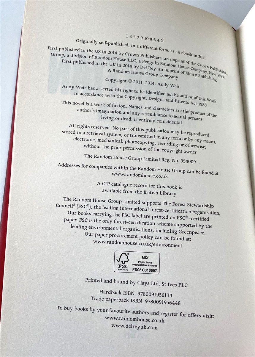 The Martian by Weir, Andy | Hardcover | 2014 | Del Rey/The Random House ...