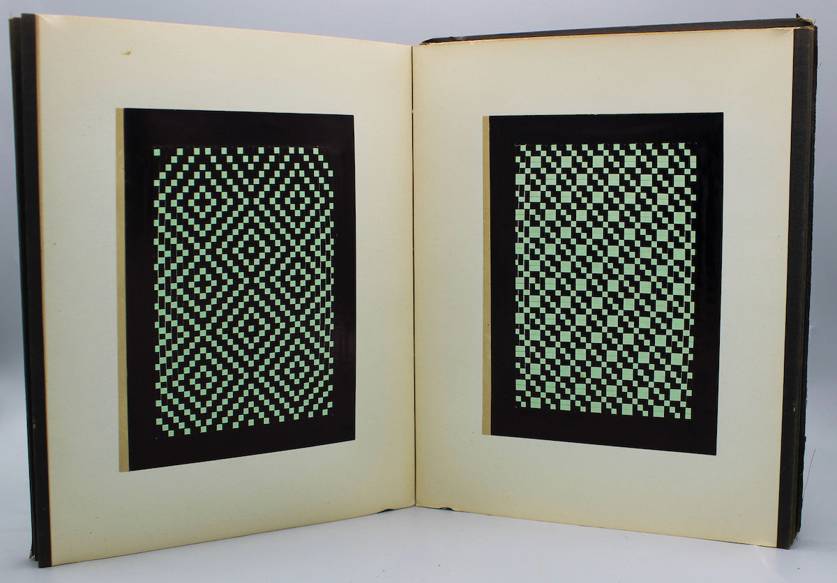 Album of paper weaving samples by [ Froebel Gifts ] | Black cloth ...