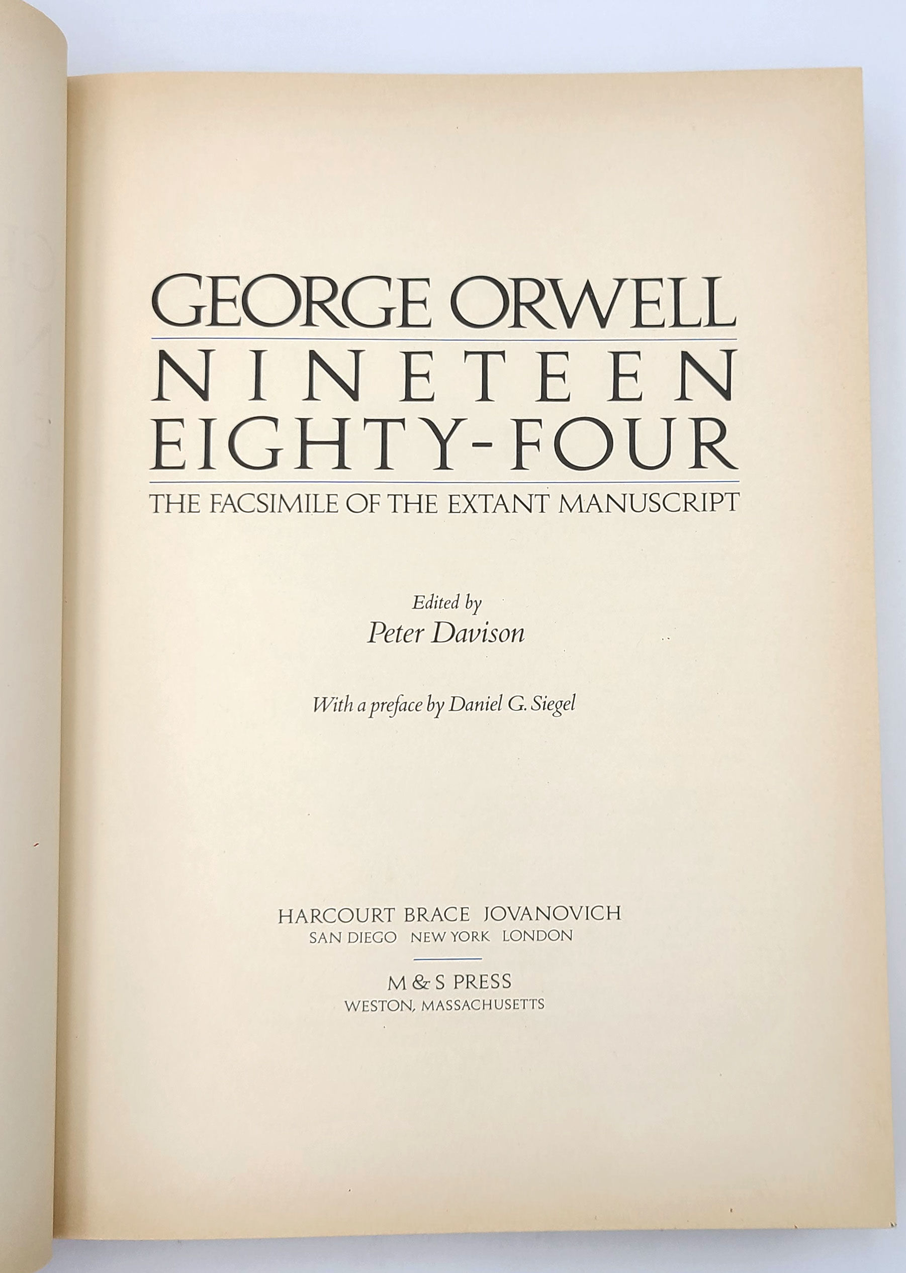 BIBLIO | Nineteen Eighty-Four: The Facsimile of the Extant Manuscript ...